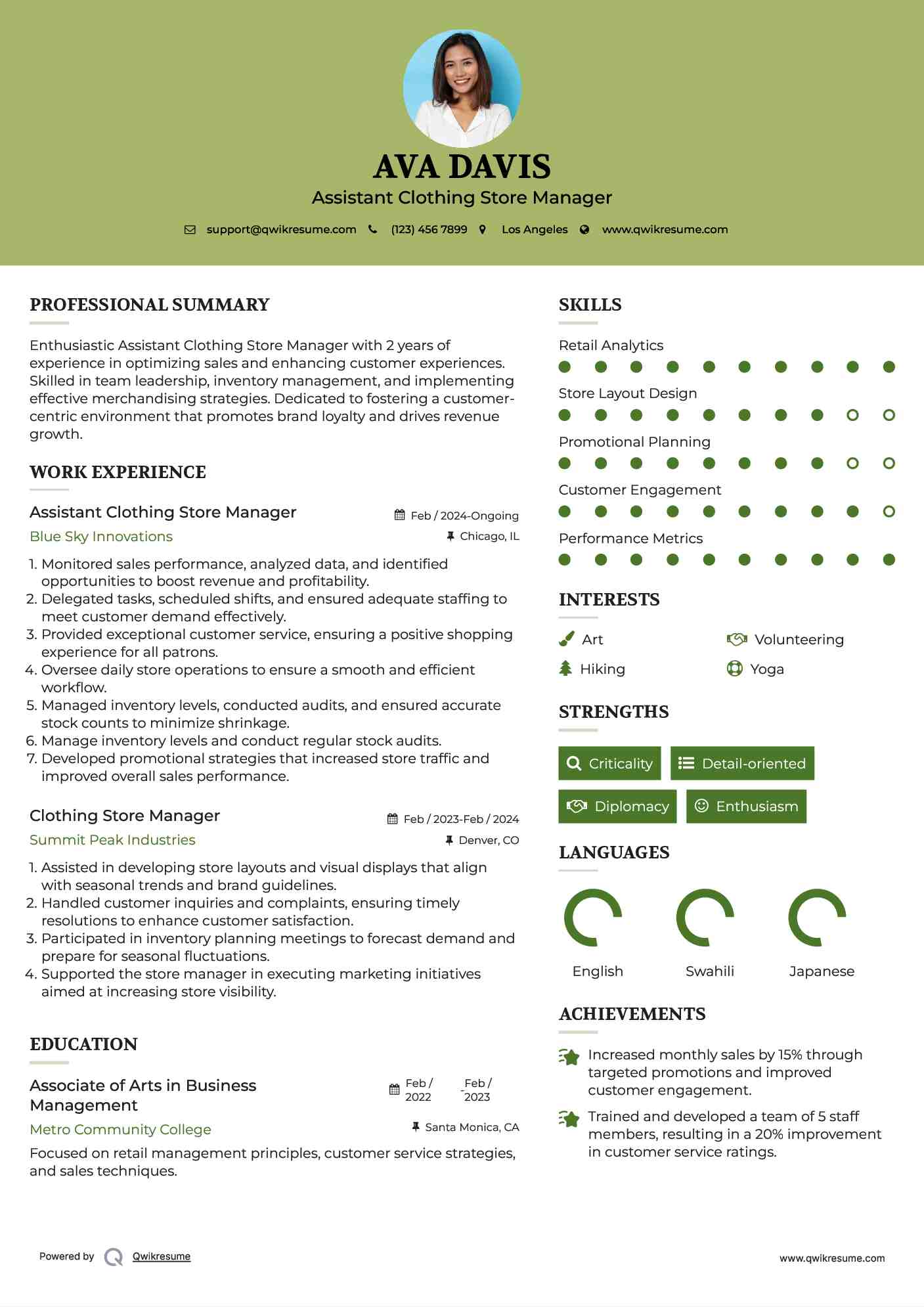 10 Clothing Store Manager Resume Samples And Templates For 2025