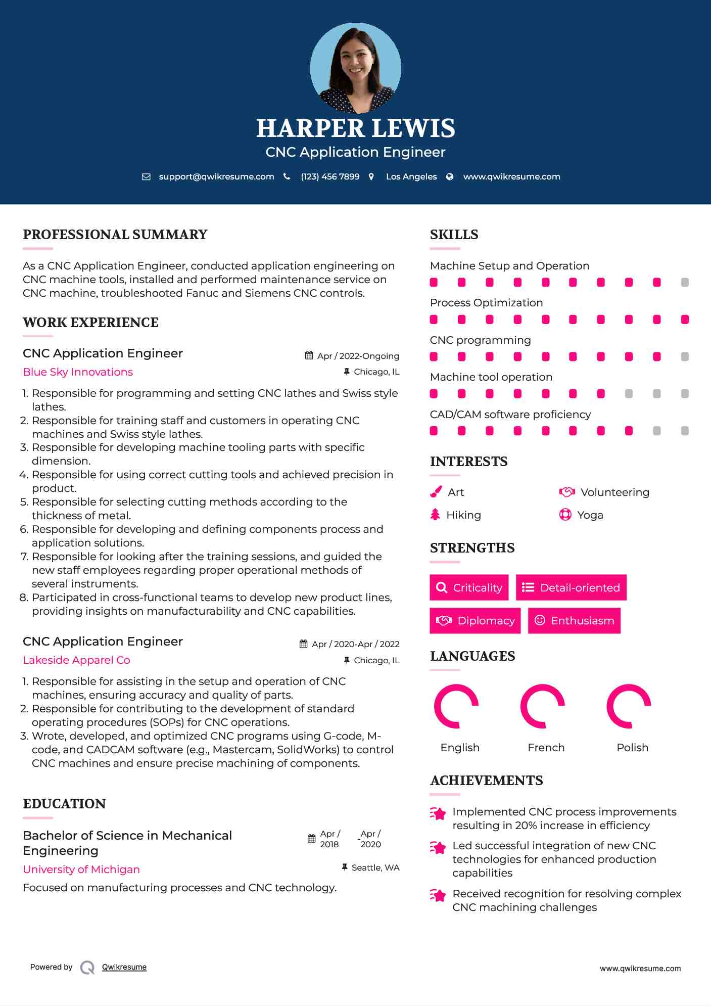 10+ CNC Application Engineer Resume Samples & Templates for 2025