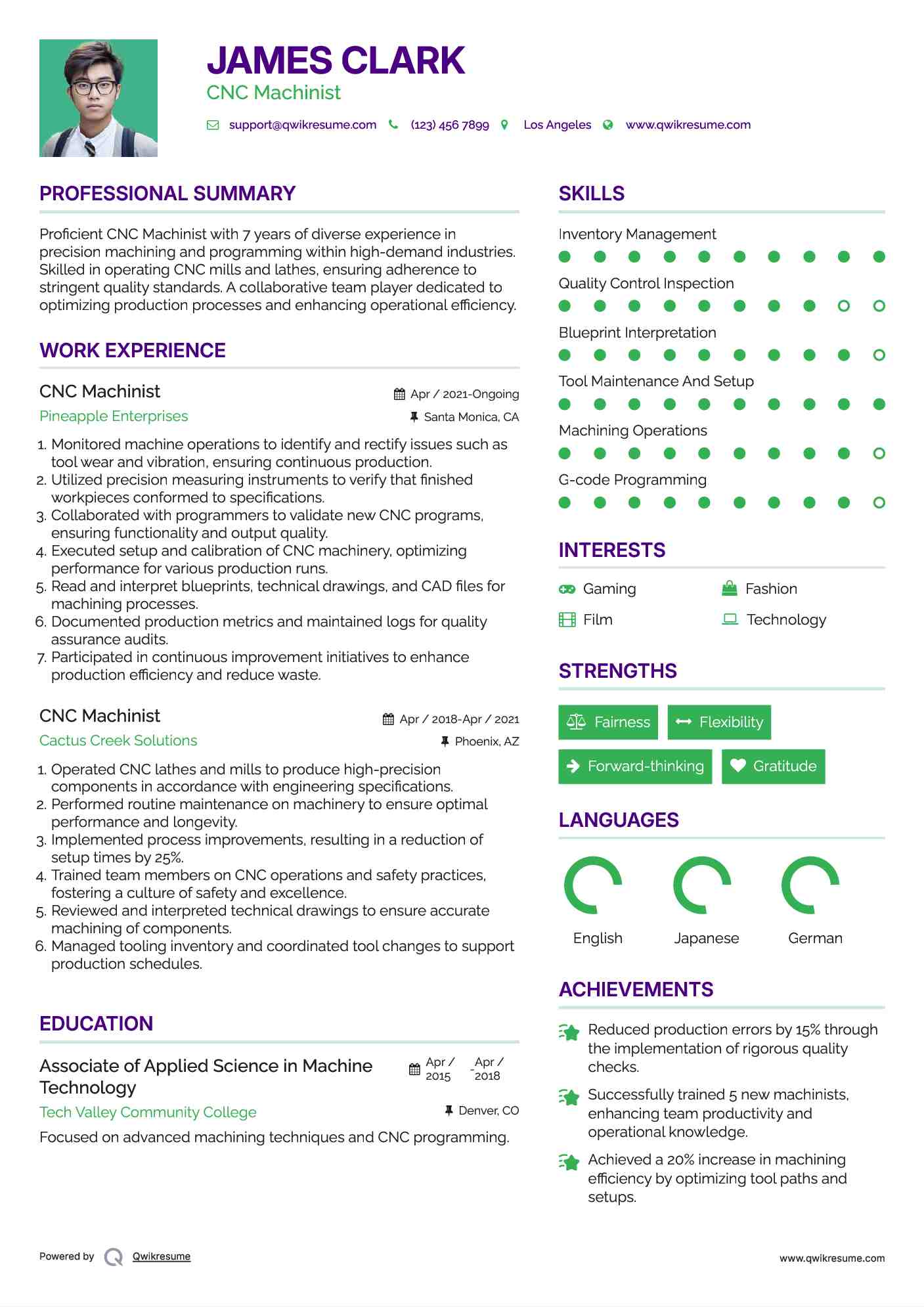 Machinist Resume Templates Free
