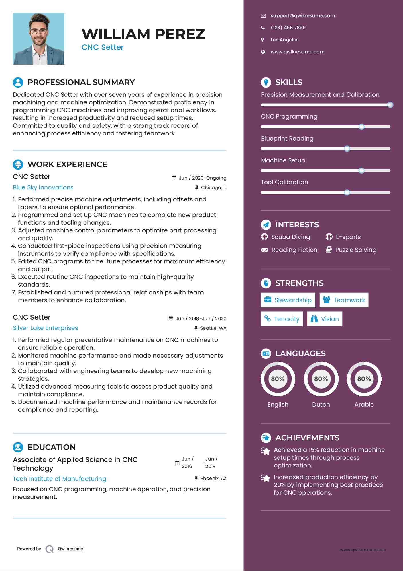 10+ CNC Setter Resume Samples & Templates for 2025