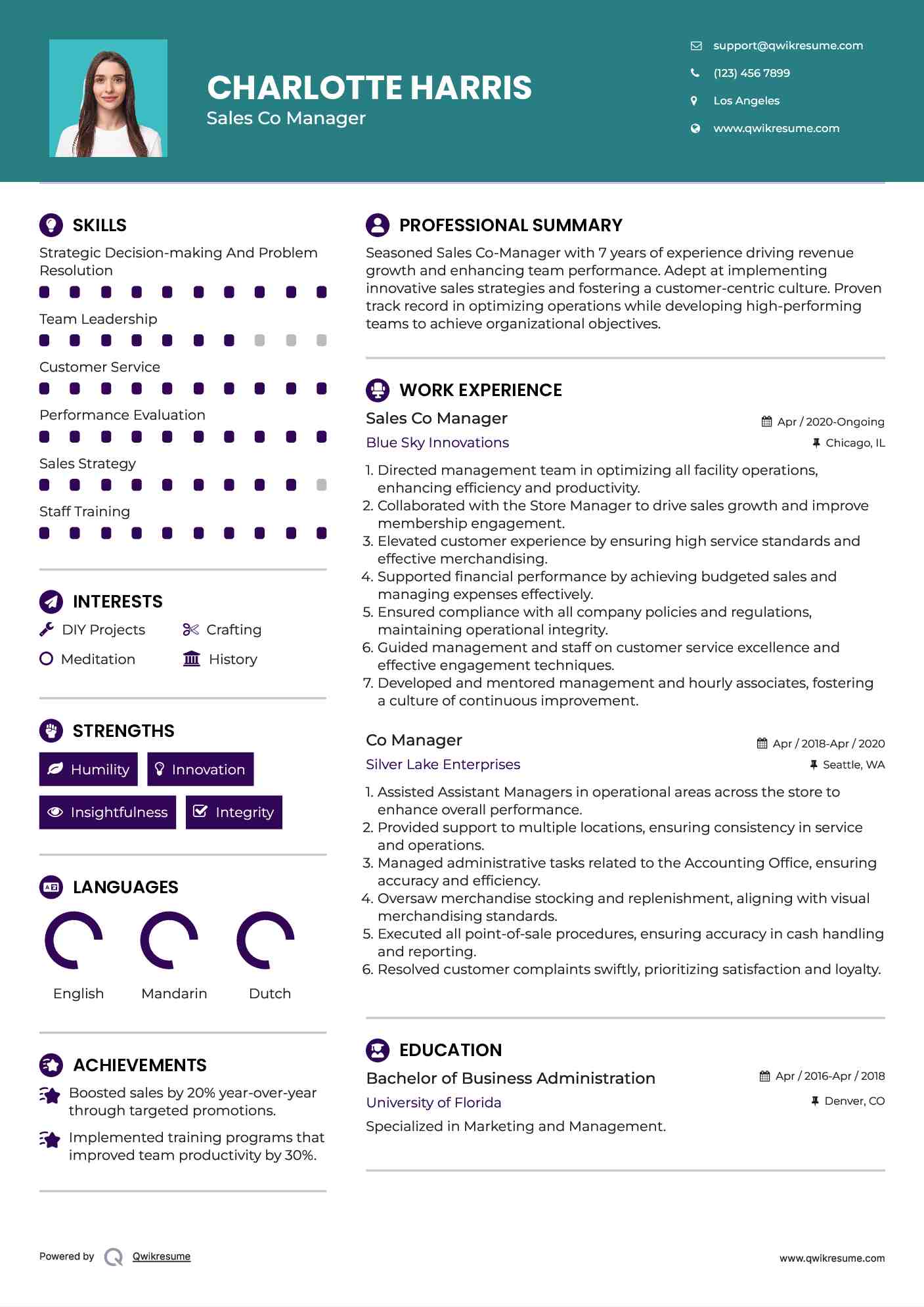 10+ Co-Manager Resume Samples & Templates for 2025