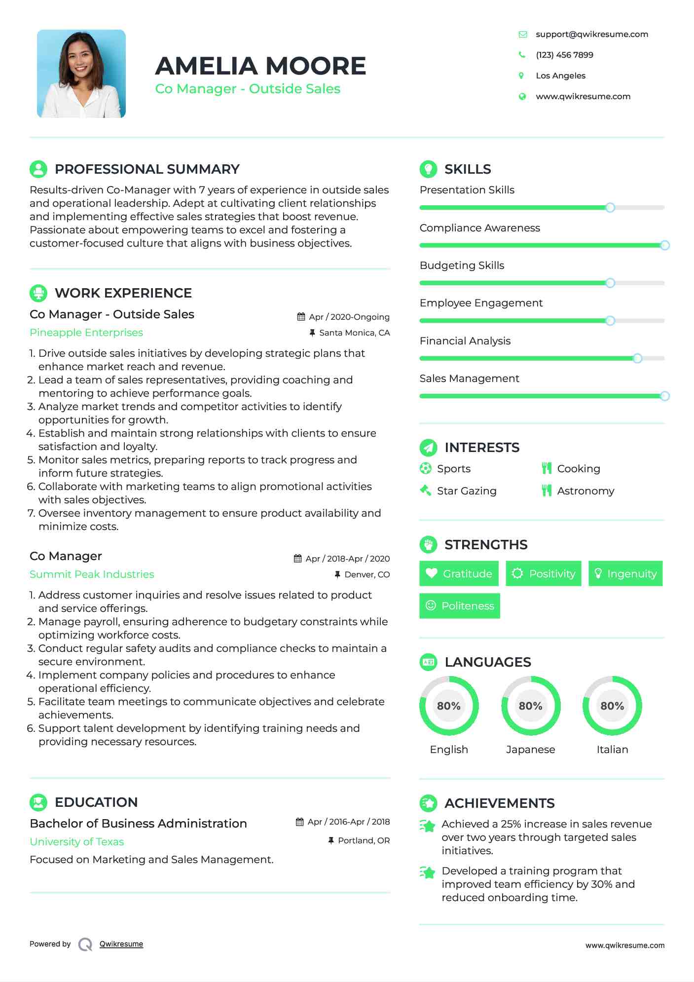 10+ Co-Manager Resume Samples & Templates for 2025