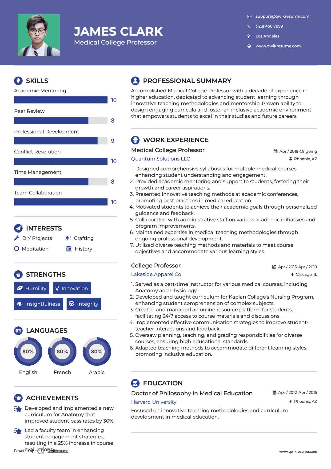 Professor Resume Template