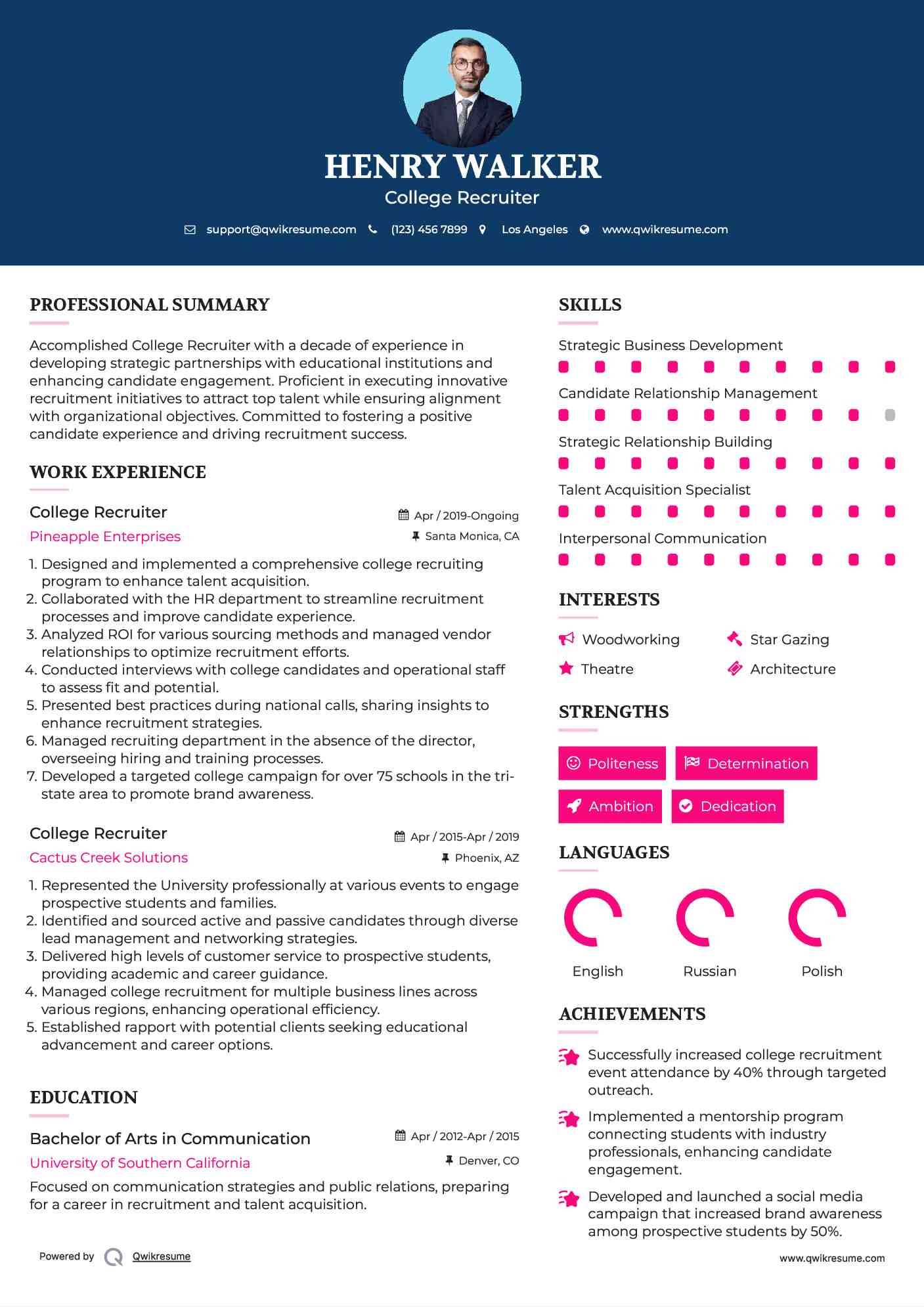 College Recruiter Resume Samples | QwikResume College Recruiter Resume Samples | QwikResume