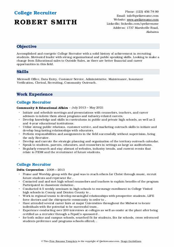College Recruiter Resume Samples | QwikResume College Recruiter Resume Samples | QwikResume