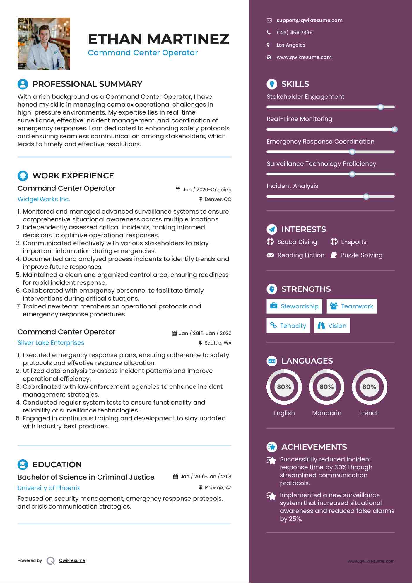 10+ Command Center Operator Resume Samples & Templates for 2025 10+ Command Center Operator Resume Samples & Templates for 2025