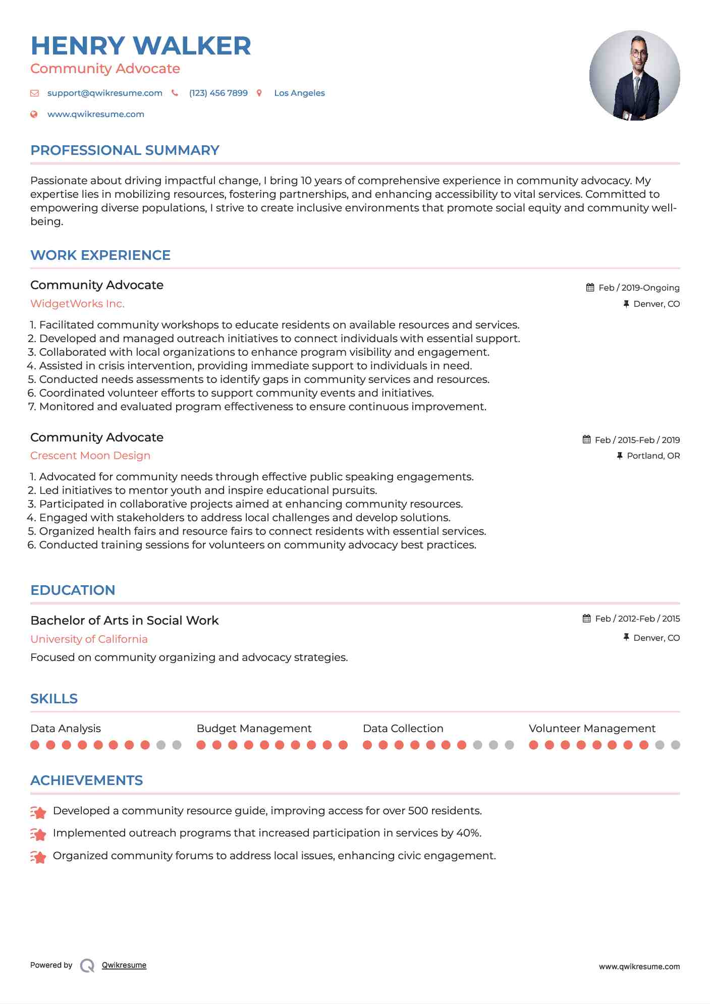 10+ Community Advocate Resume Samples & Templates for 2025