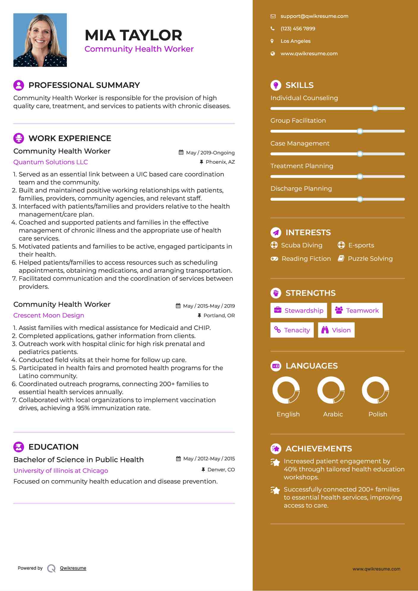 Community Health Worker Resume Samples QwikResume