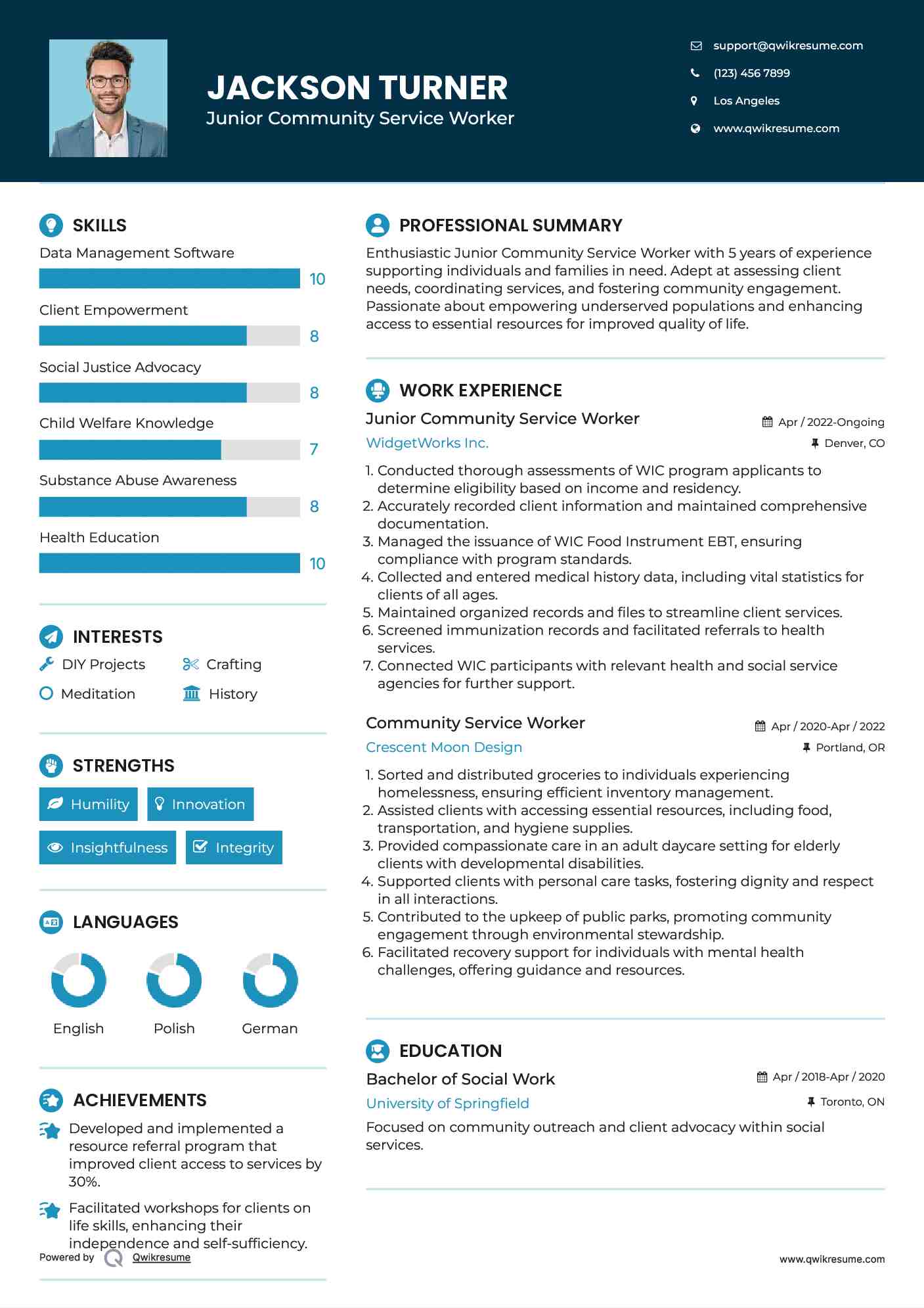 Community Service Worker Resume Samples QwikResume