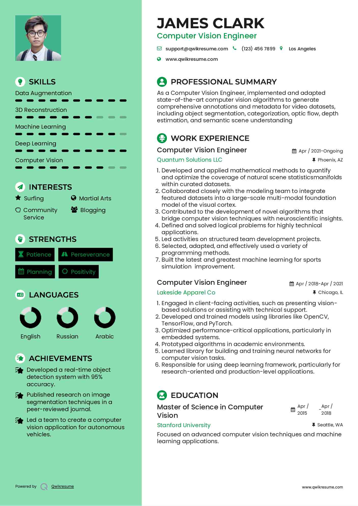 10+ Computer Vision Engineer Resume Samples & Templates for 2025