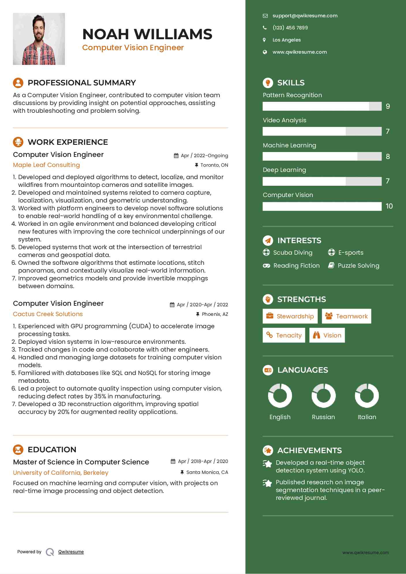 10+ Computer Vision Engineer Resume Samples & Templates for 2025