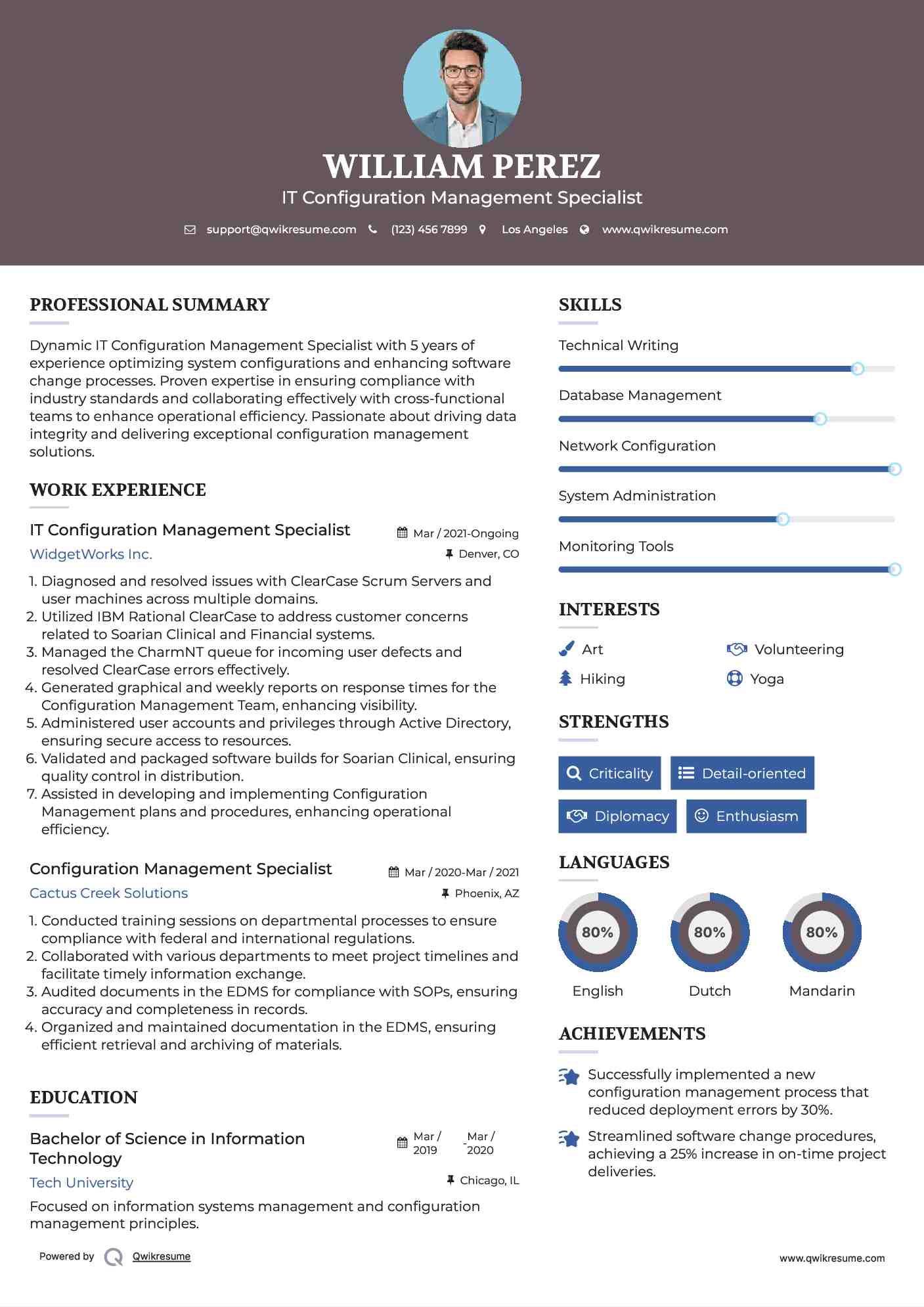 10+ Configuration Management Specialist Resume Samples & Templates for 2025