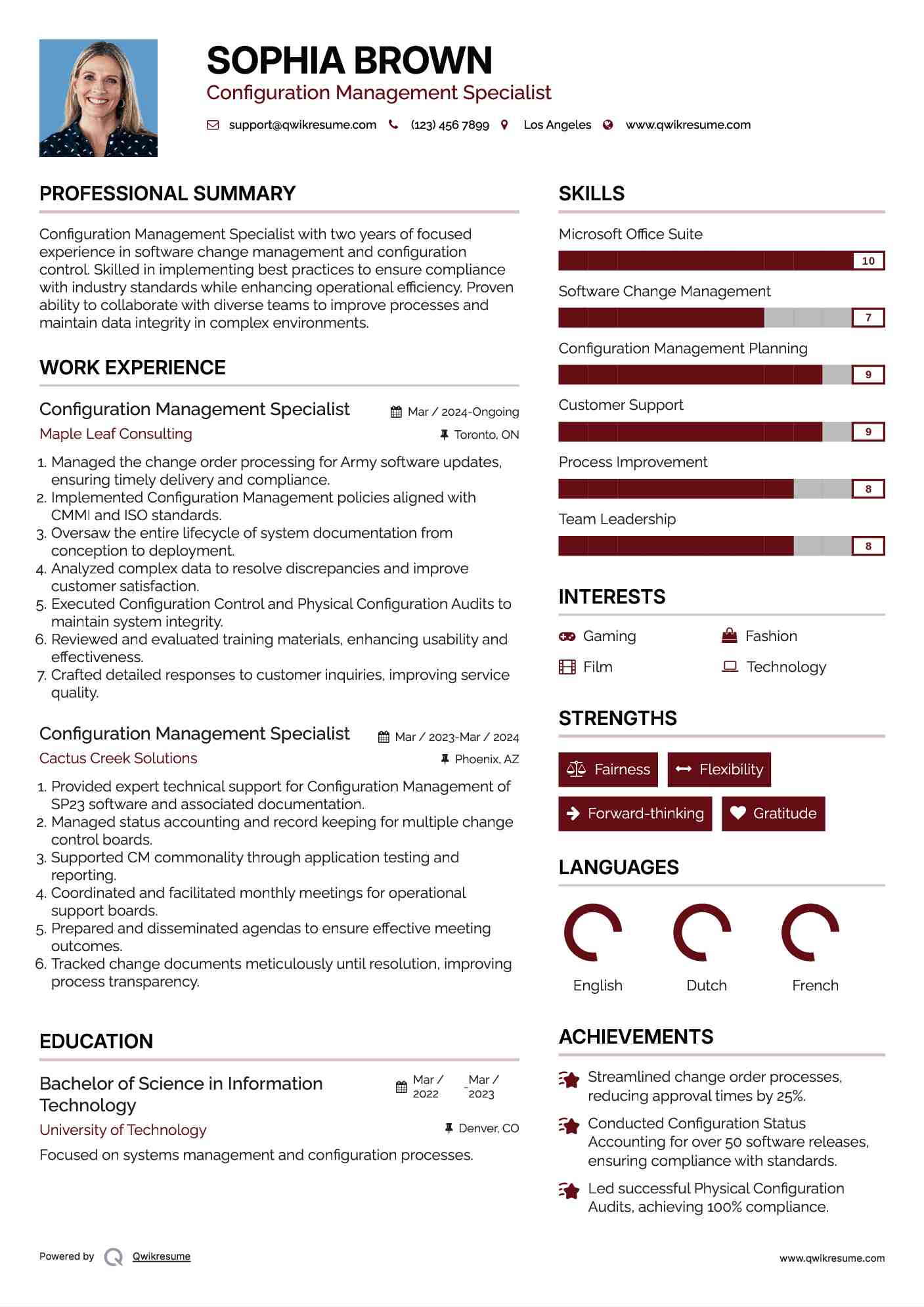 10+ Configuration Management Specialist Resume Samples & Templates for 2025