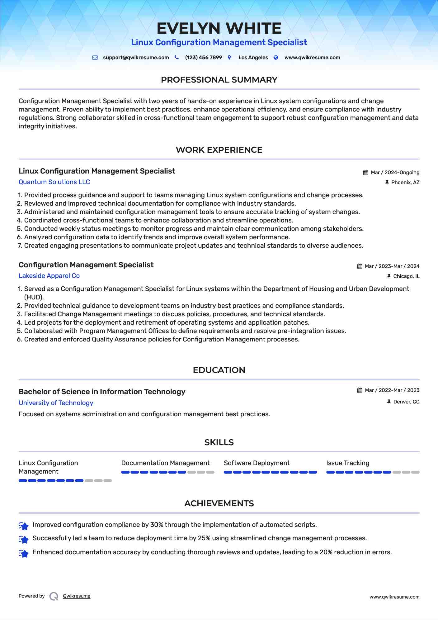 10+ Configuration Management Specialist Resume Samples & Templates for 2025