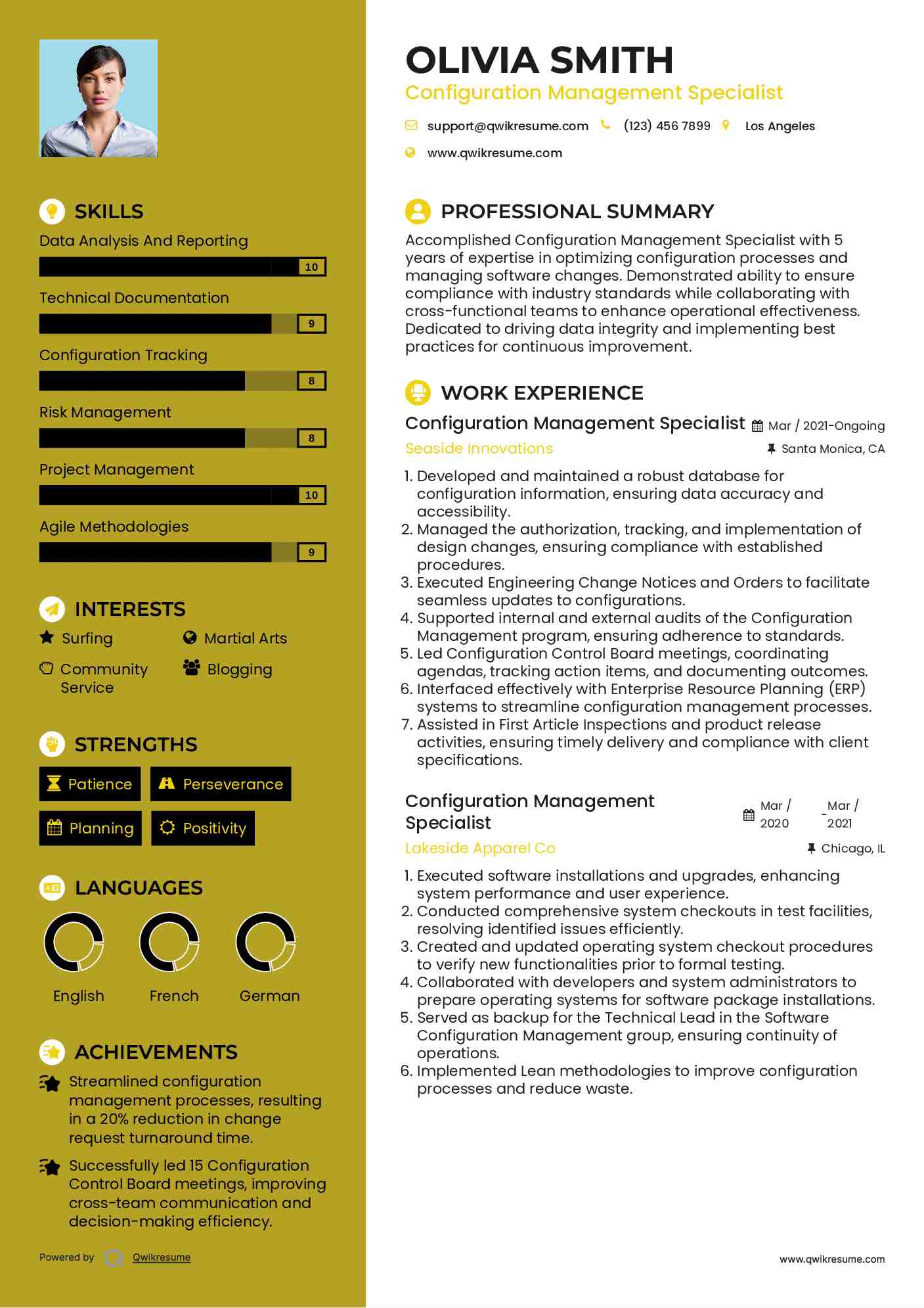 10+ Configuration Management Specialist Resume Samples & Templates for 2025