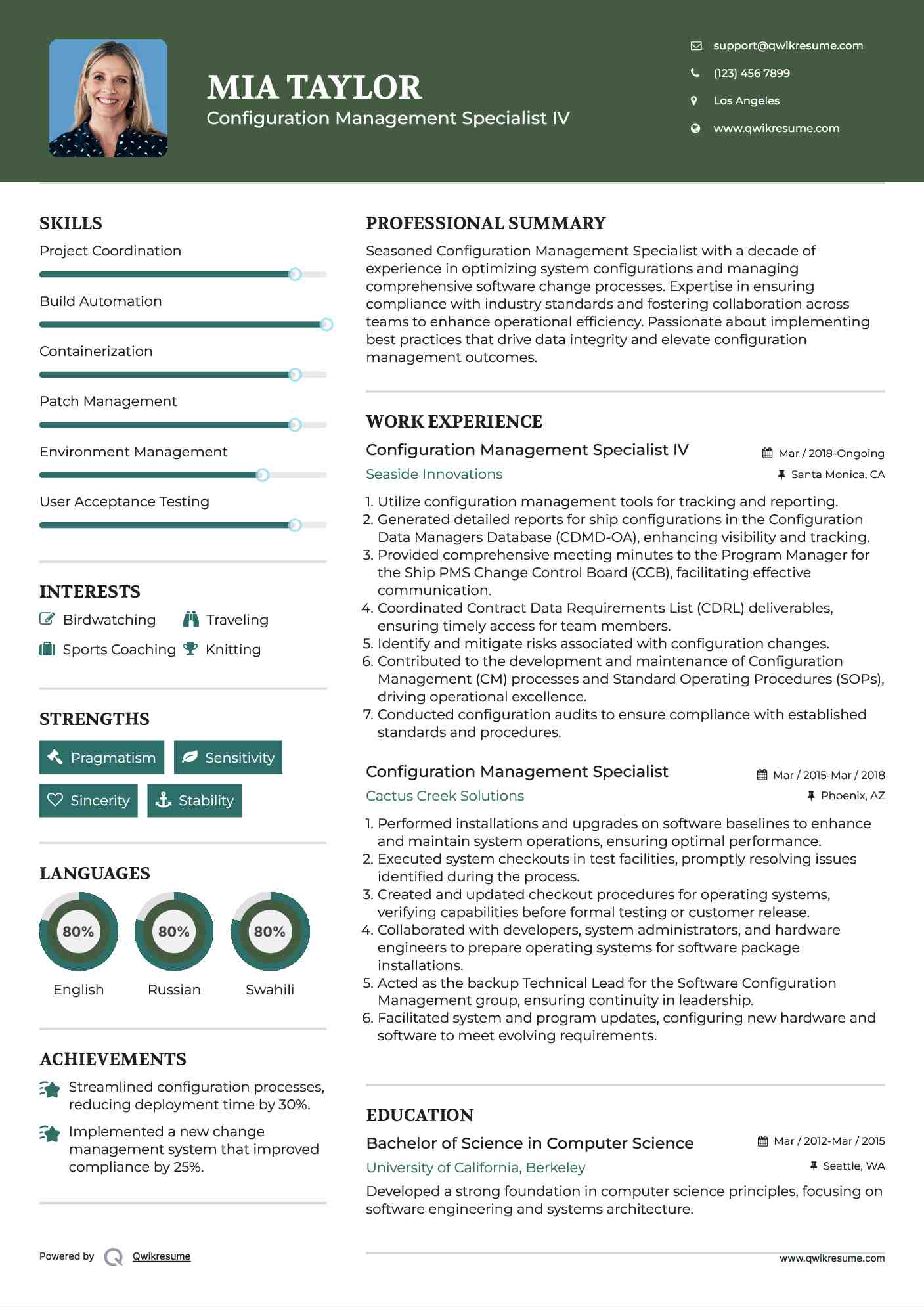 10+ Configuration Management Specialist Resume Samples & Templates for 2025