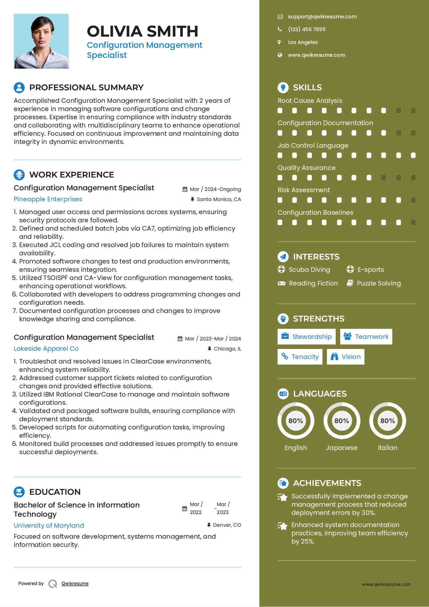10+ Configuration Management Specialist Resume Samples & Templates for 2025