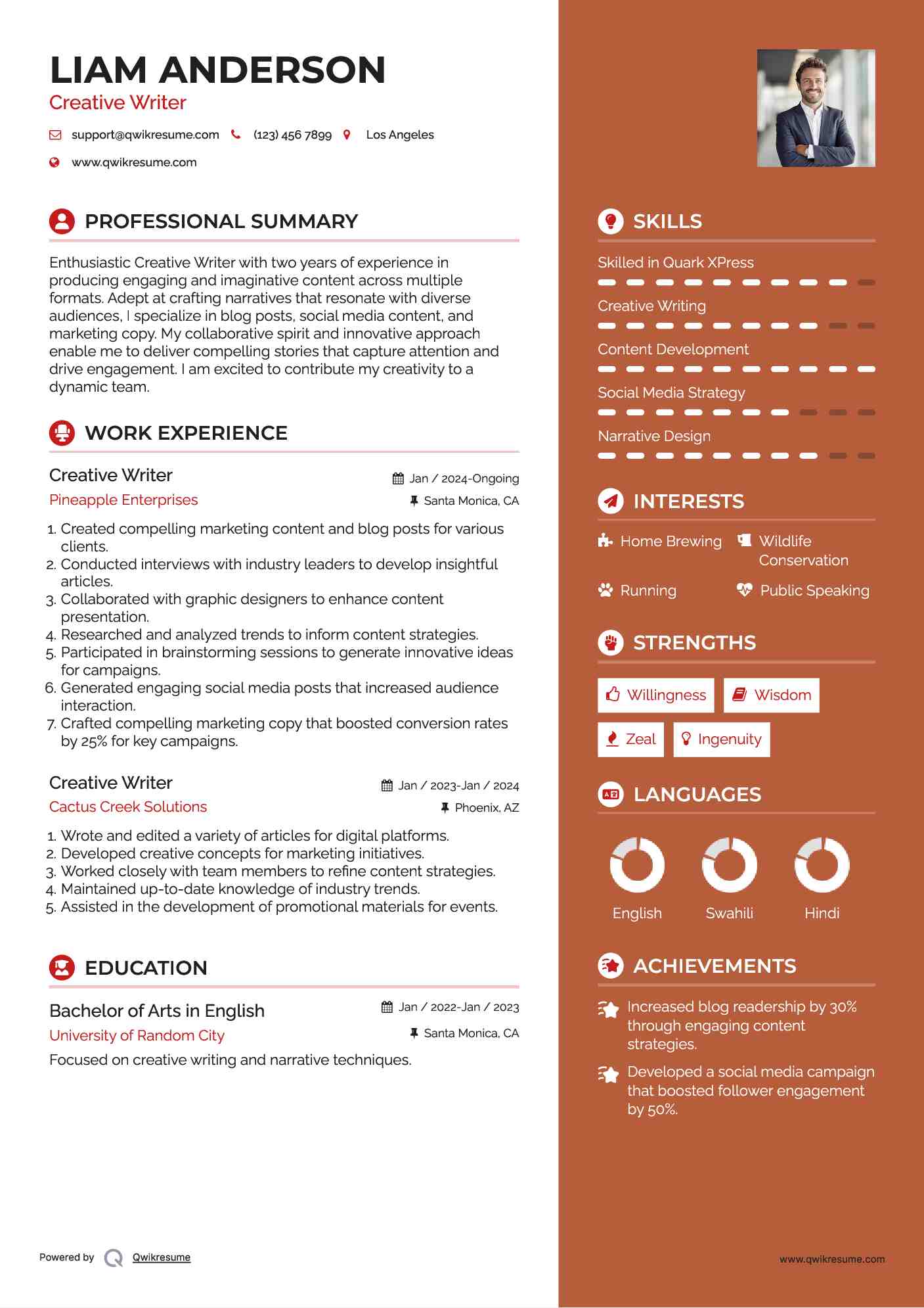 Content Writing Resume Example Terrykontiec