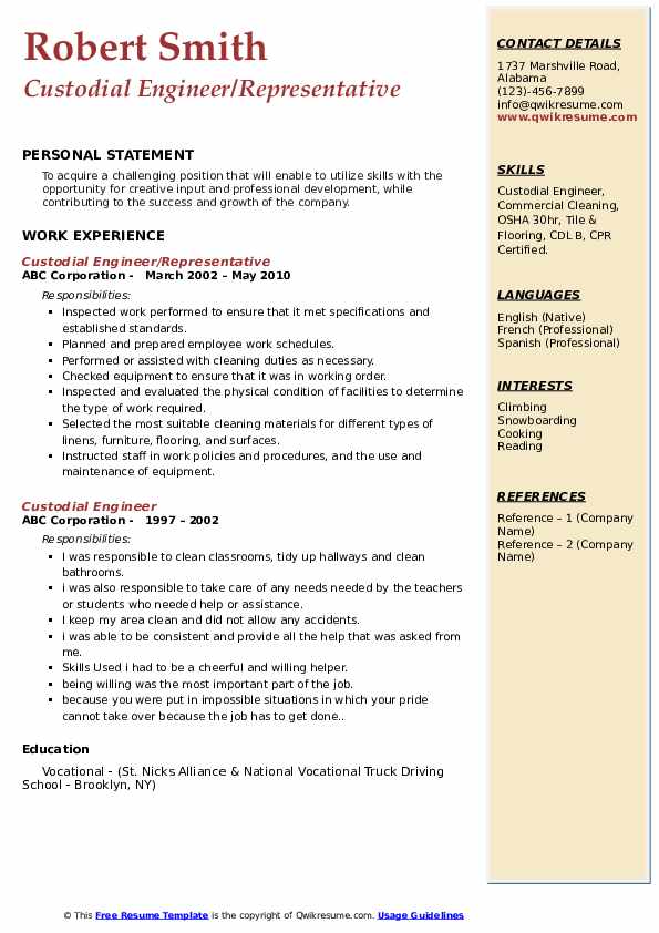 Custodial Worker Sample Resume Custodian Resume Examples And Templates