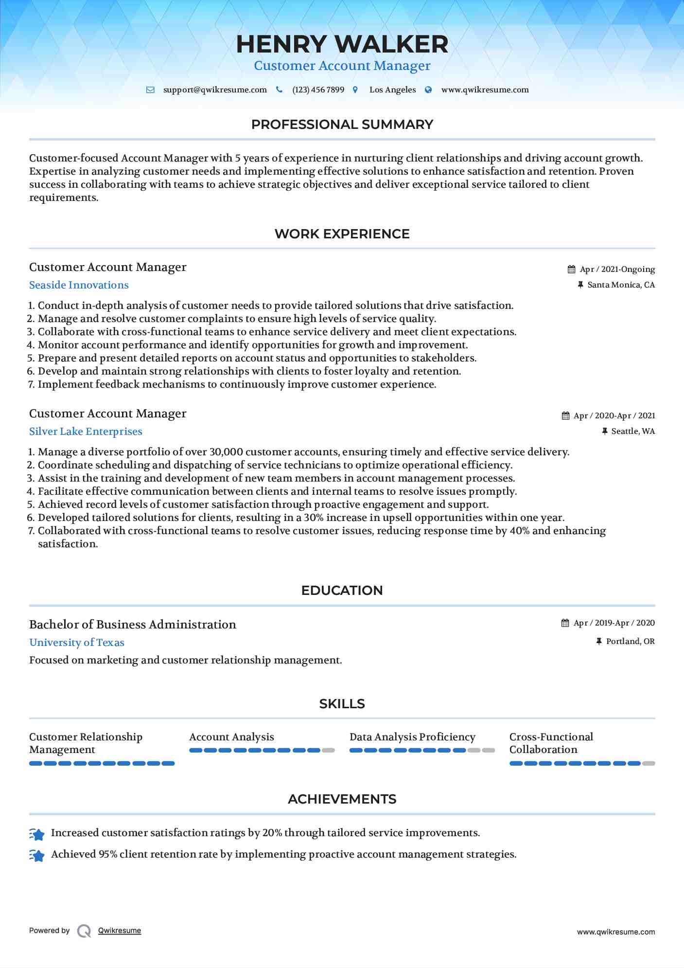 Customer Account Manager Skills Resume 10 Account Manager Resume Samples That ll Land You The 