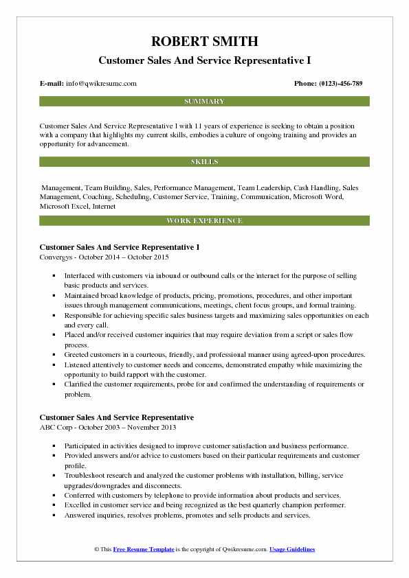Customer Service Representative Resume Samples | QwikResume