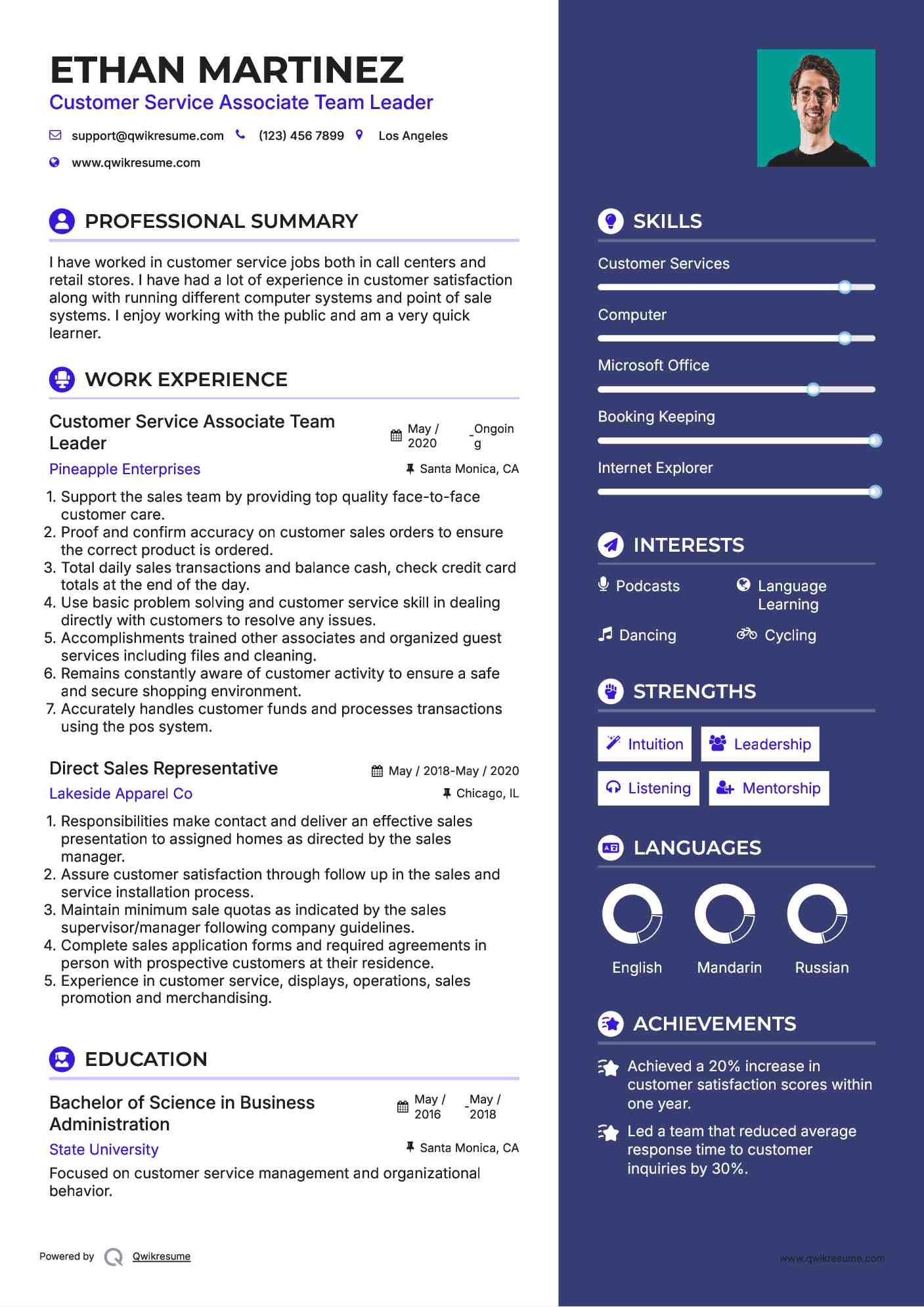 Customer Service Associate Resume Samples QwikResume