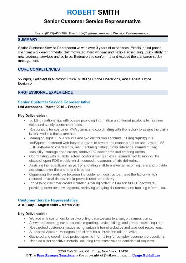 Customer Service Representative Resume Samples QwikResume