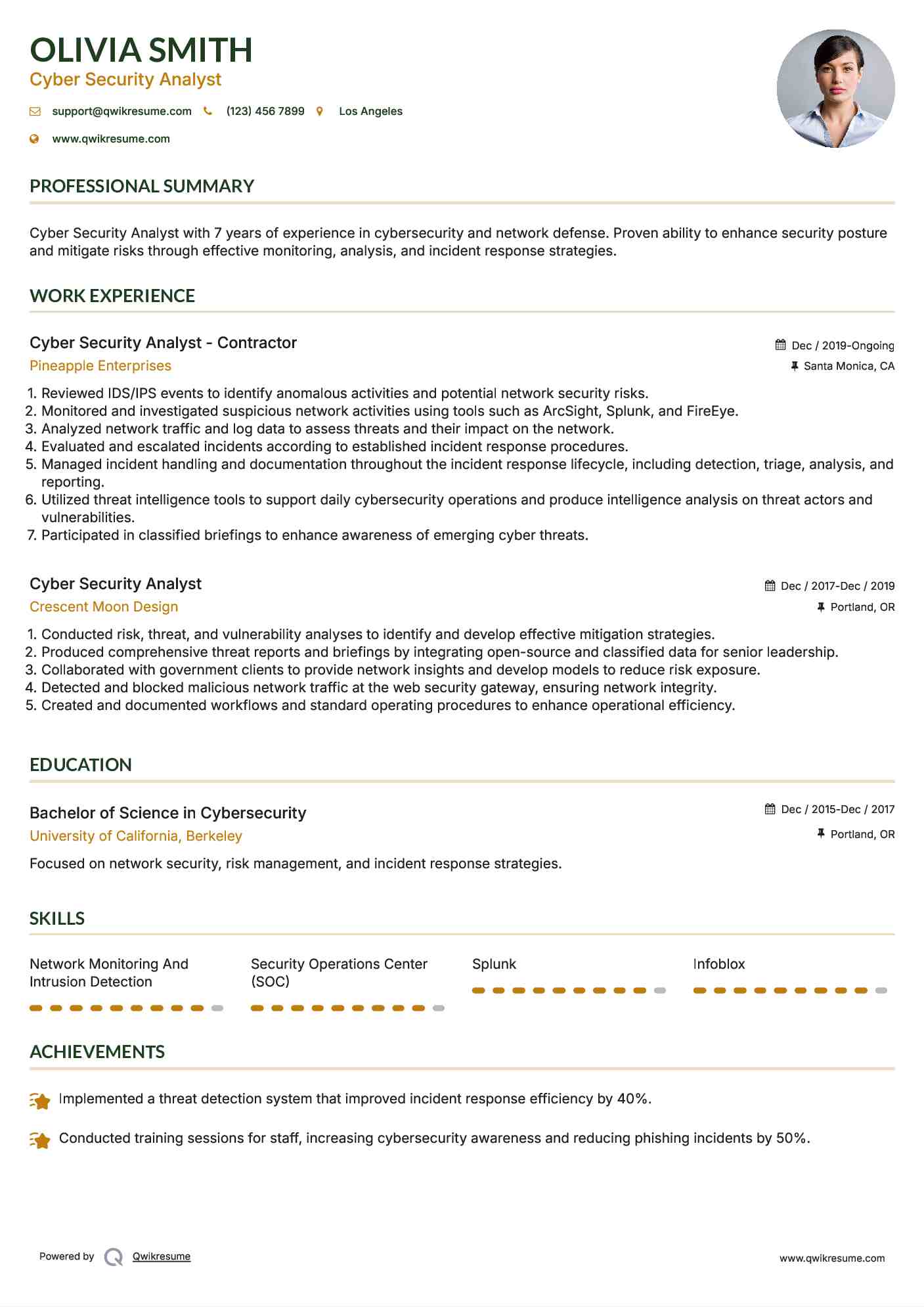 Cyber Security Resume Keywords It Security And Governance Resume 