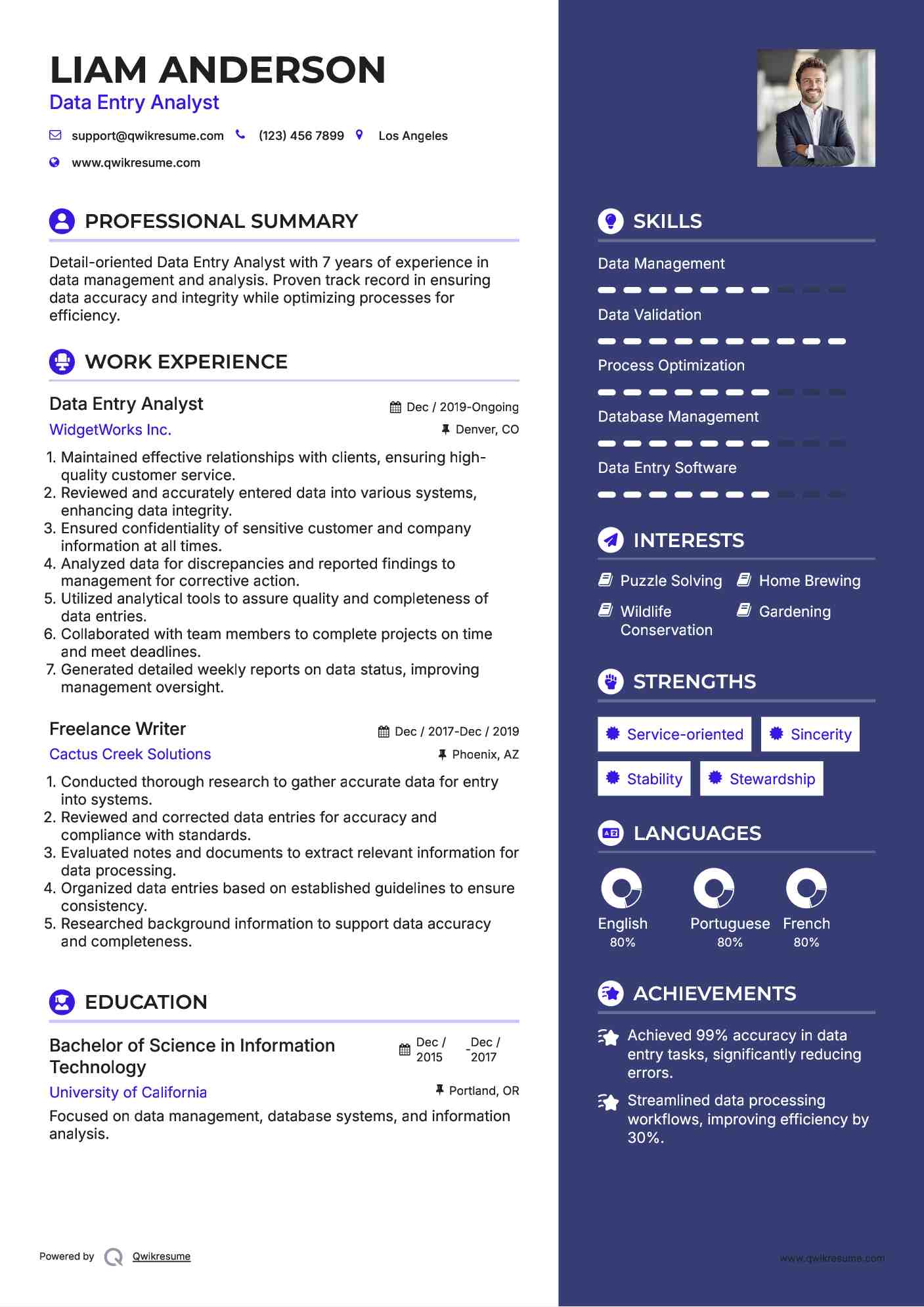 Data Entry Analyst Resume Samples QwikResume