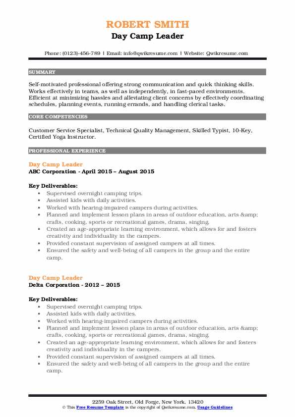 Camp Leader Job Description , Camp Leader Job Description [Updated for ...