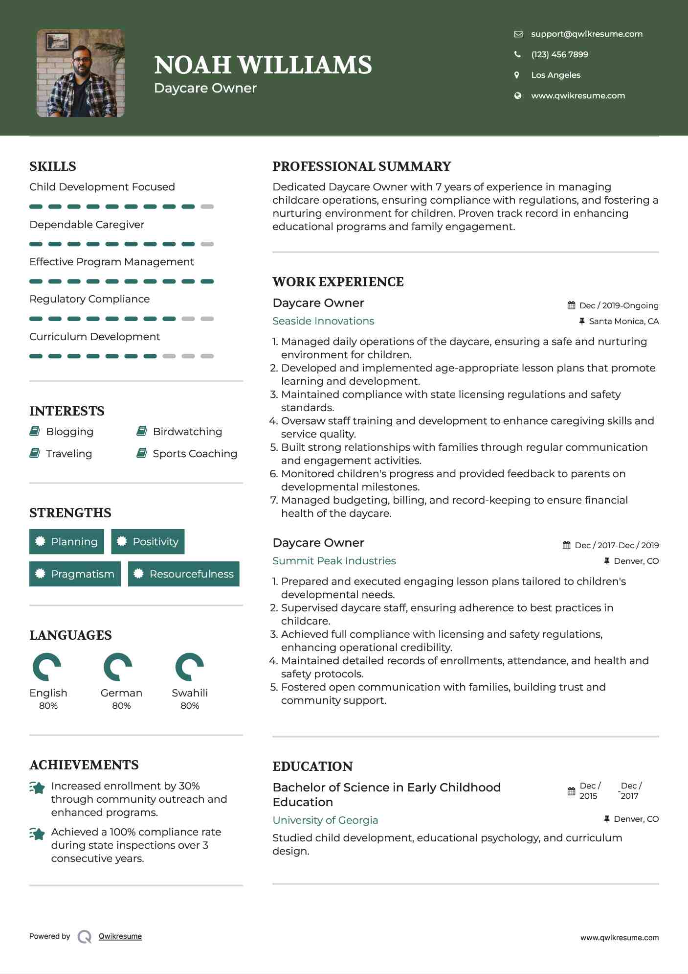 Daycare Owner Resume Samples QwikResume daycare-owner-resume-samples-qwikresume