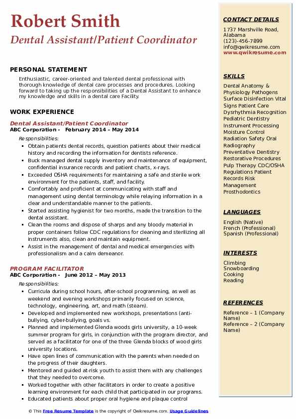 Dental Assistant Resume Samples | QwikResume