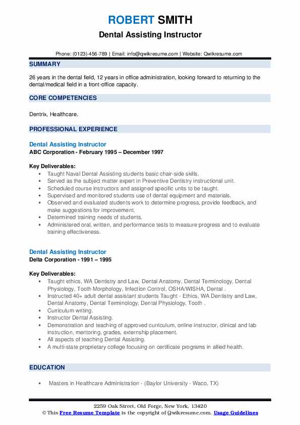 Dental Assisting Instructor Resume Samples QwikResume dental-assisting-instructor-resume-samples-qwikresume