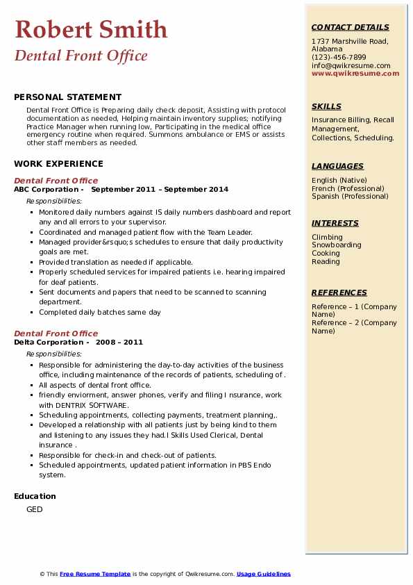 10+ Dental Receptionist Resume Samples & Templates for 2025