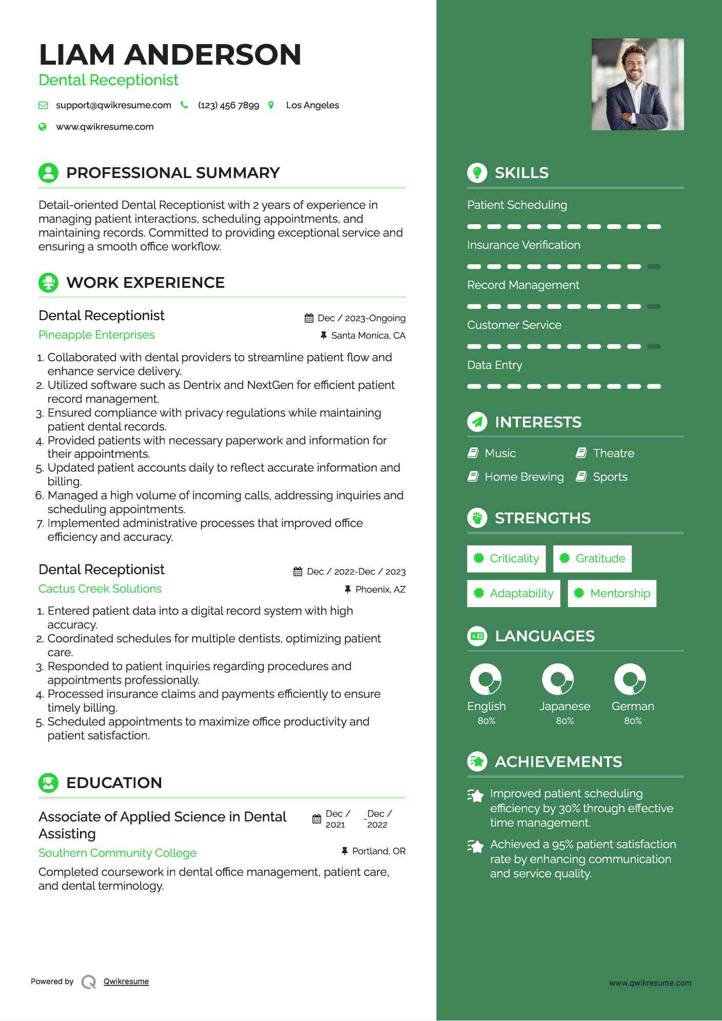 Dental Office Resume Sample