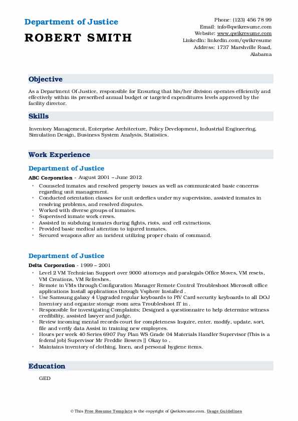 Adjudication Officer Sample Resume
