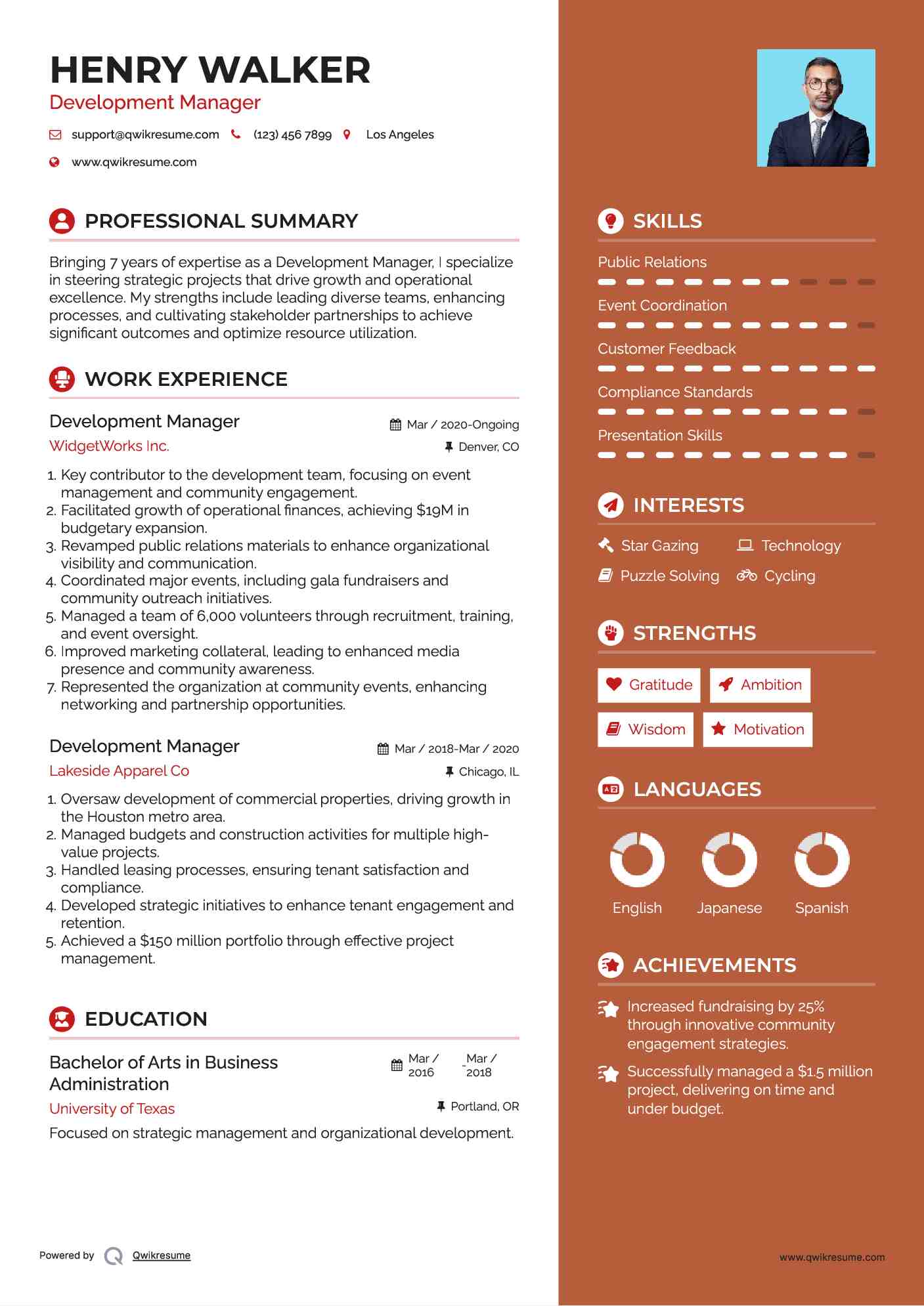 Development Manager Resume Samples QwikResume
