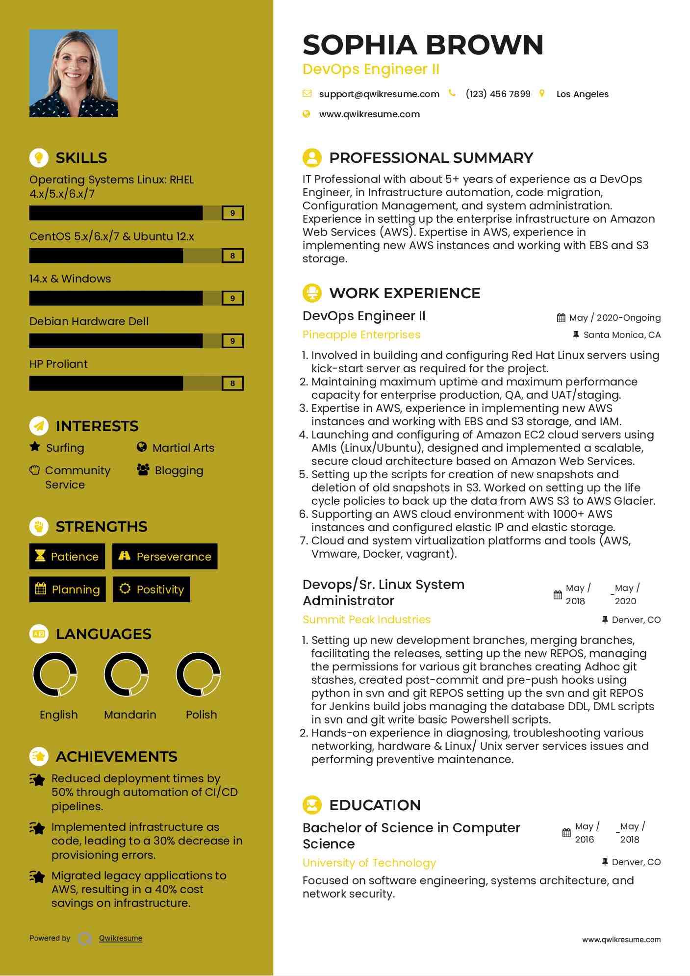 Devops Engineer Resume Samples QwikResume