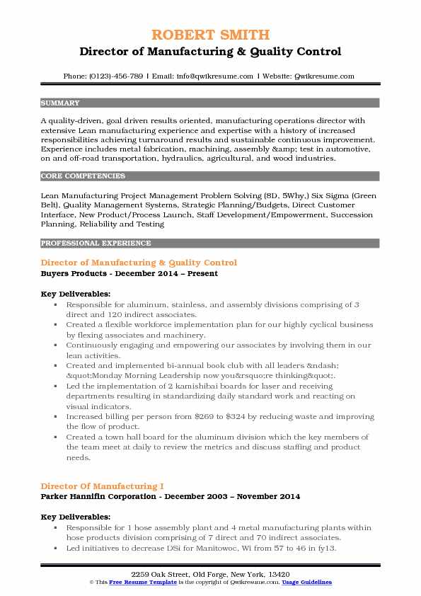  Quality Control Resume Sample Pdf Free Samples Examples Format 