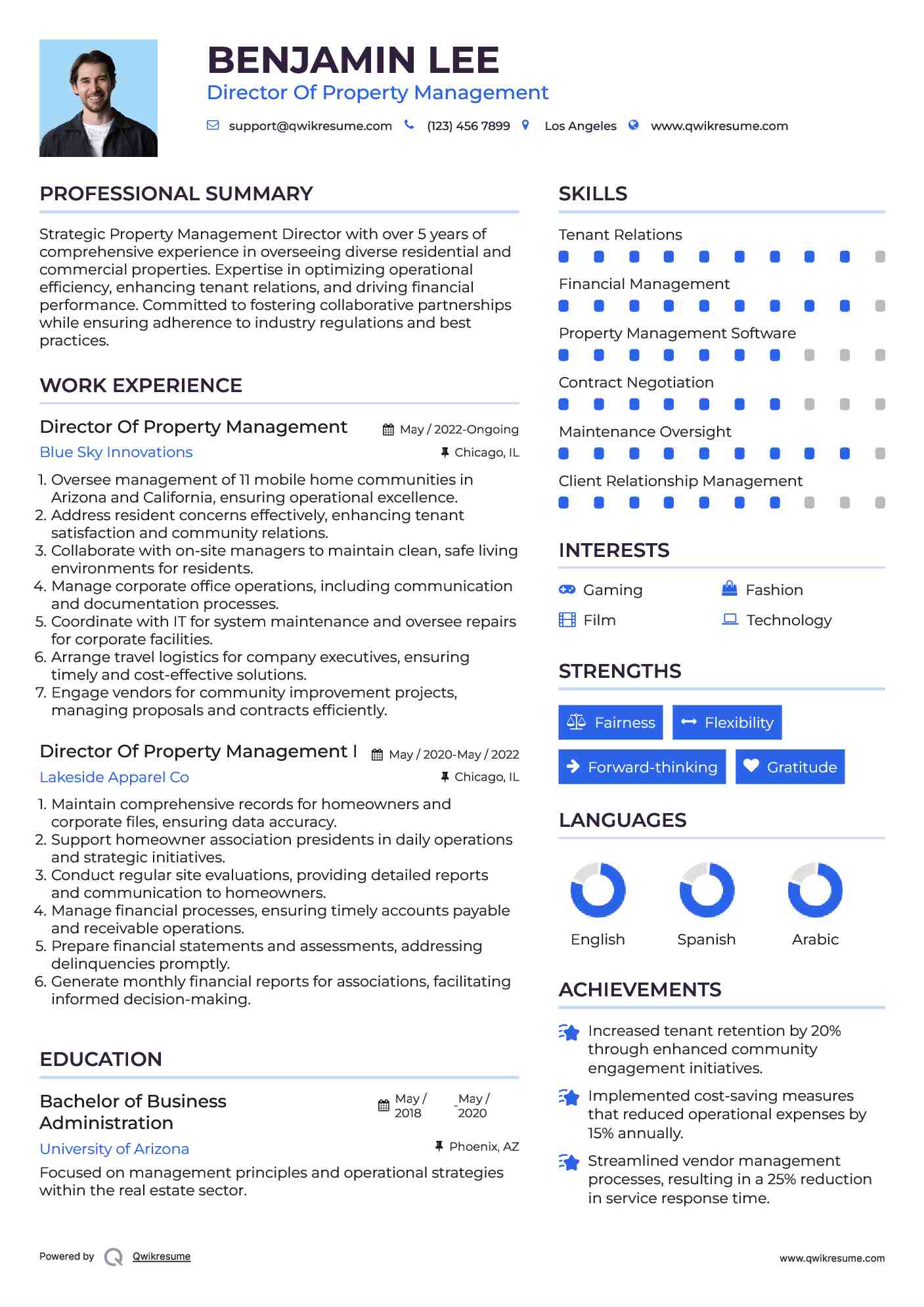 Director Of Property Management Resume Samples QwikResume