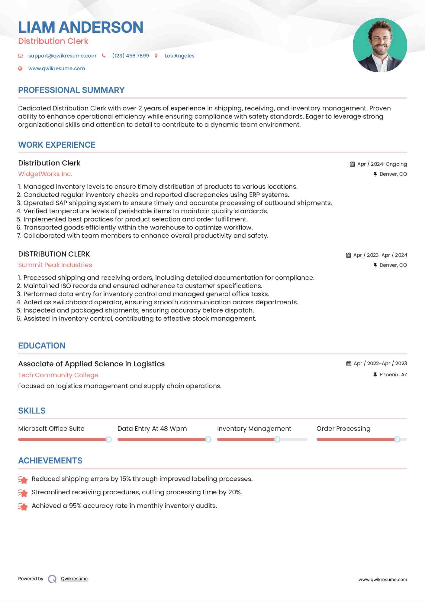 Distribution Clerk Resume Samples QwikResume distribution-clerk-resume-samples-qwikresume