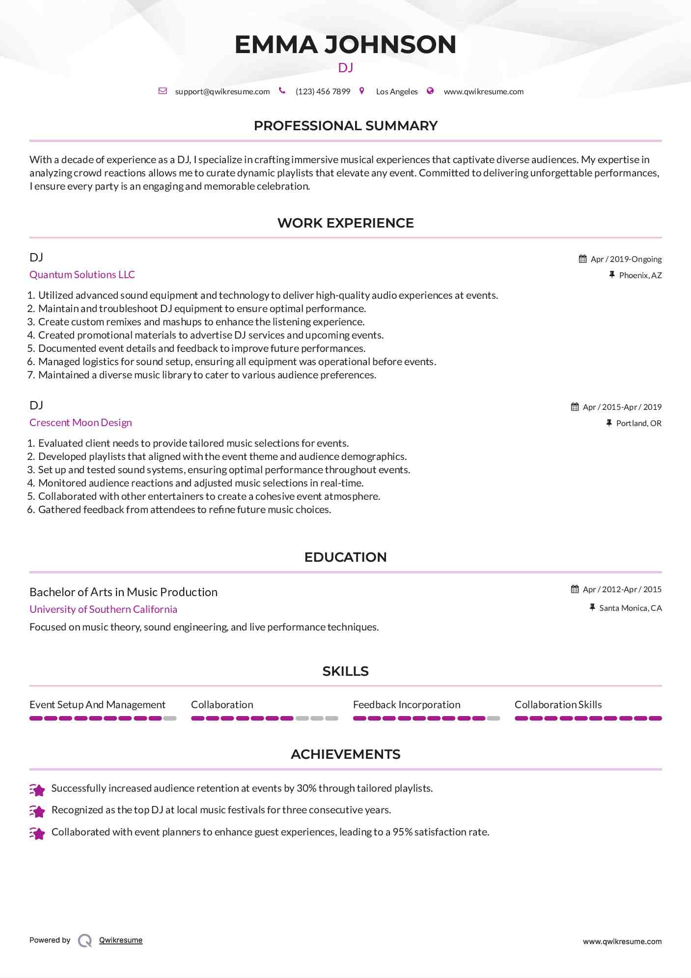 Dj Resume Templates