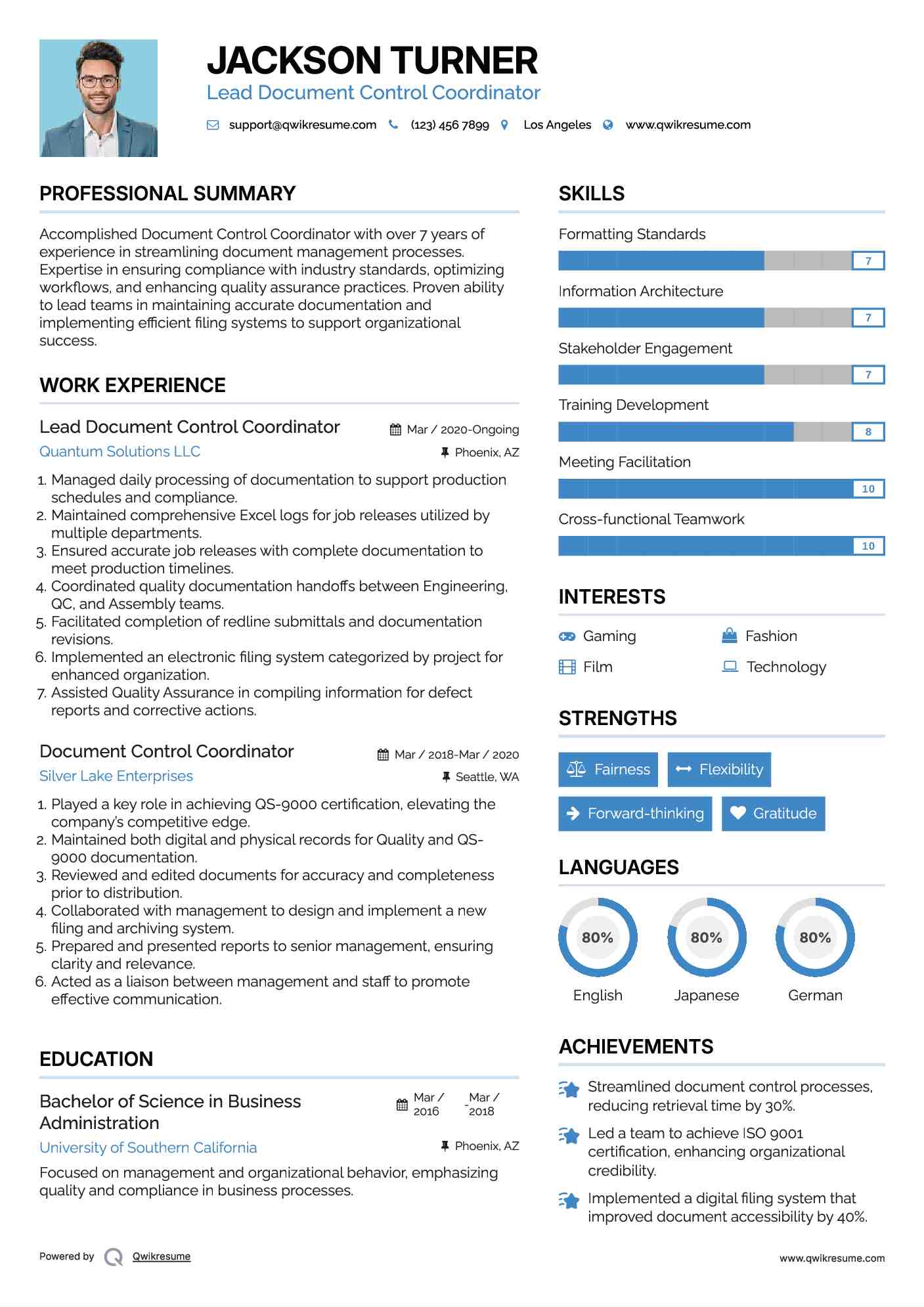 Document Control Coordinator Resume Samples QwikResume