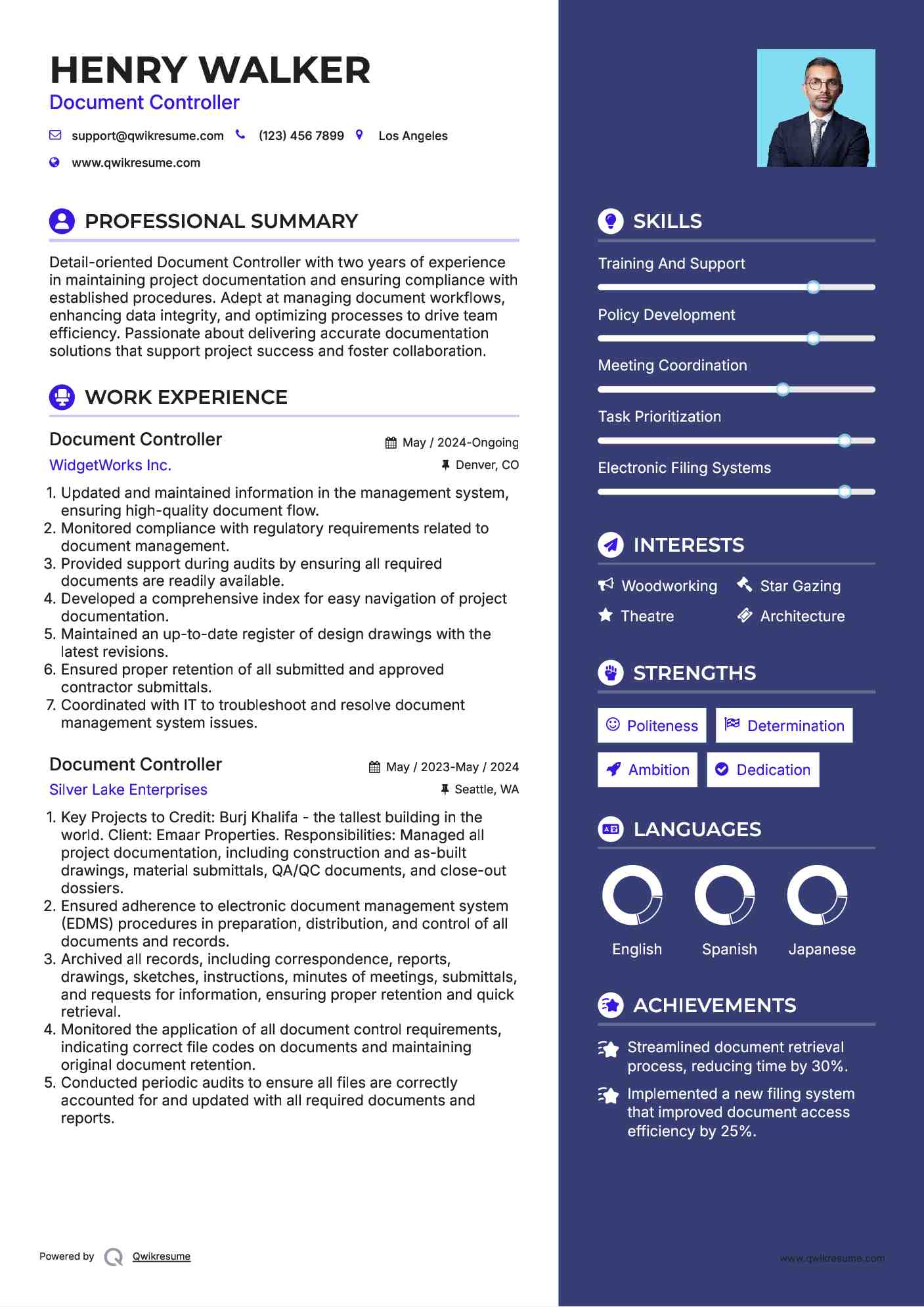 Document Controller Resume Samples QwikResume