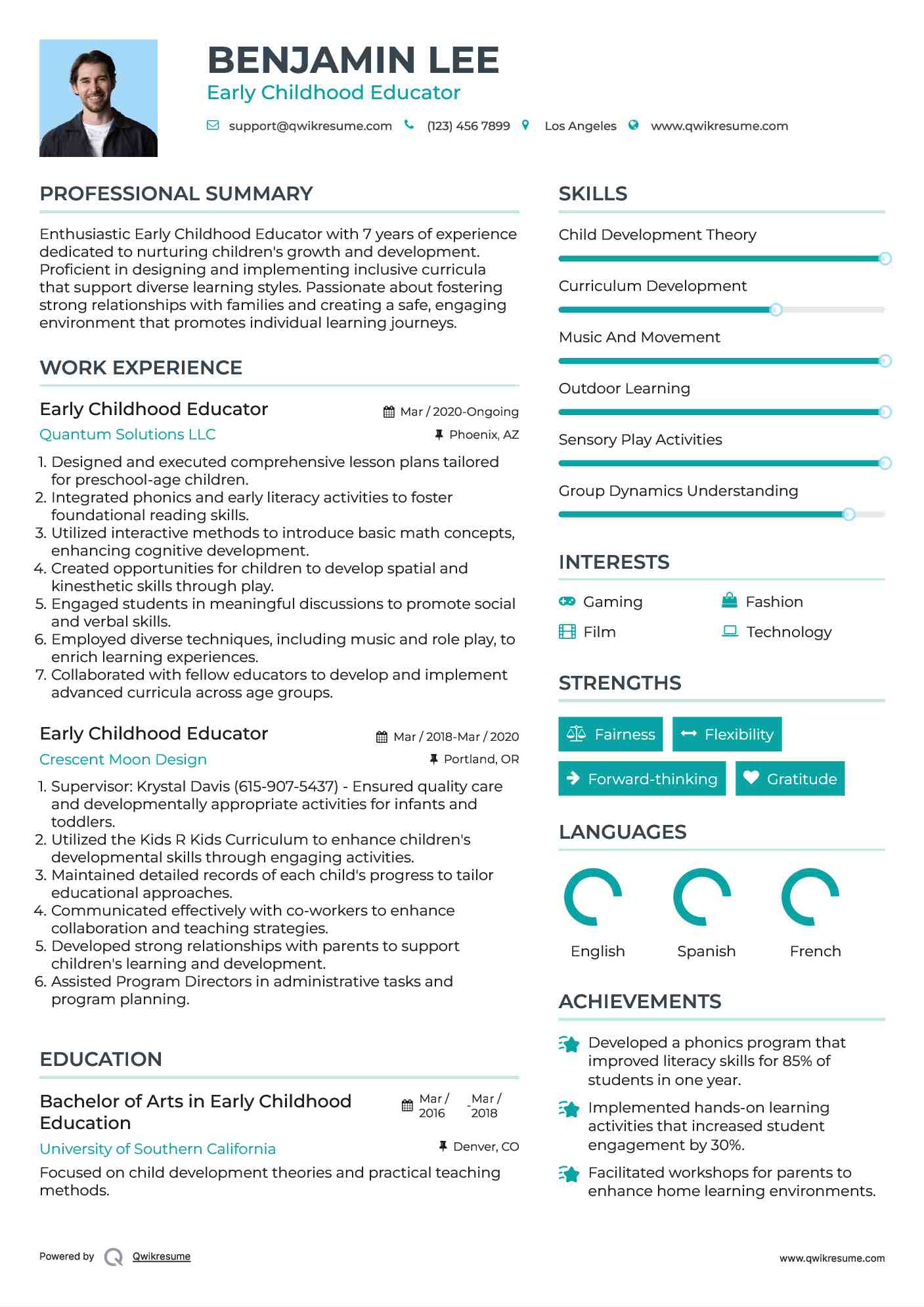 Free Resume Templates For Early Childhood Education Printable Templates