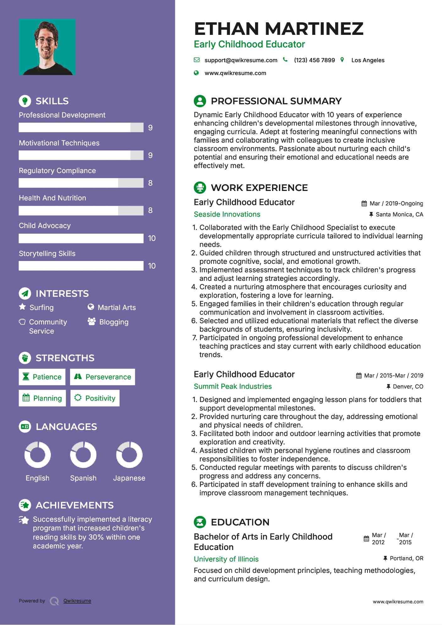 Free Resume Templates For Early Childhood Education Printable Templates