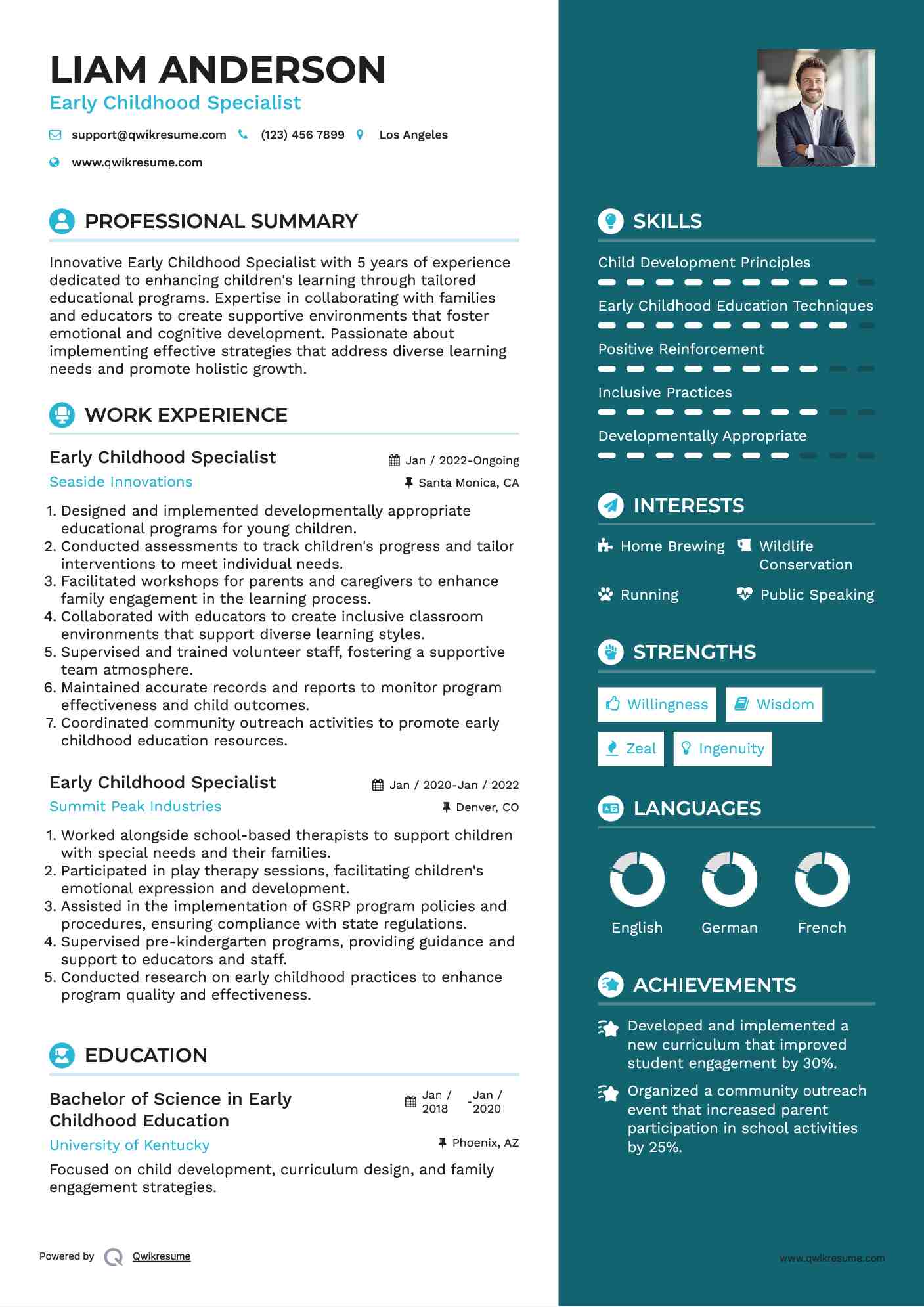 Early Childhood Specialist Resume Samples QwikResume