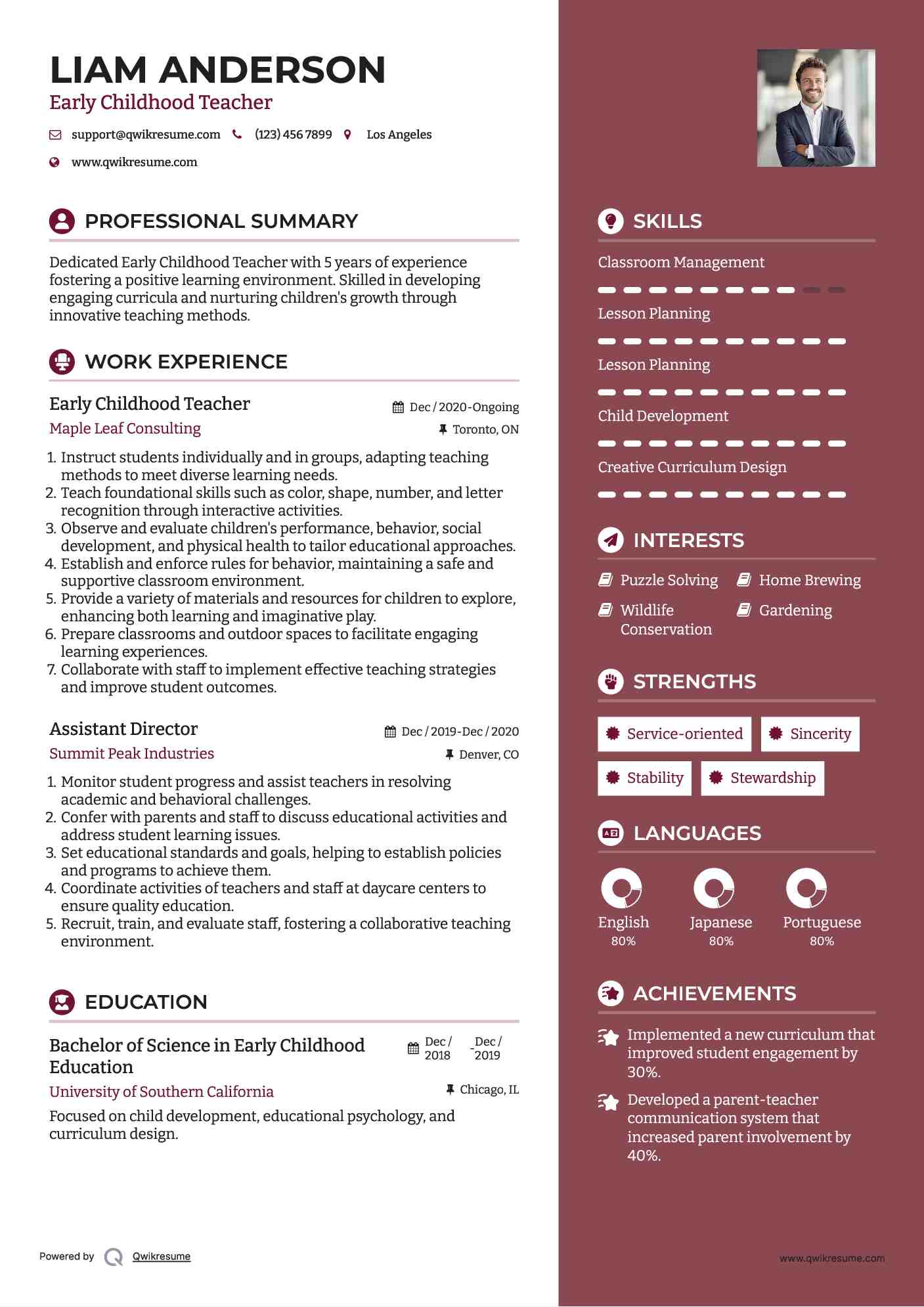 Resume For Early Childhood Teacher With No Experience