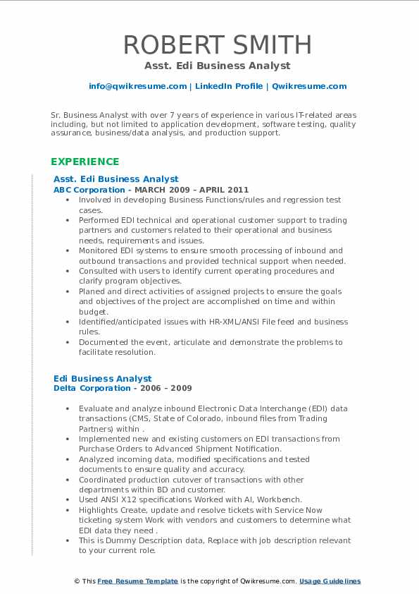 Edi Administrator Sample Resume