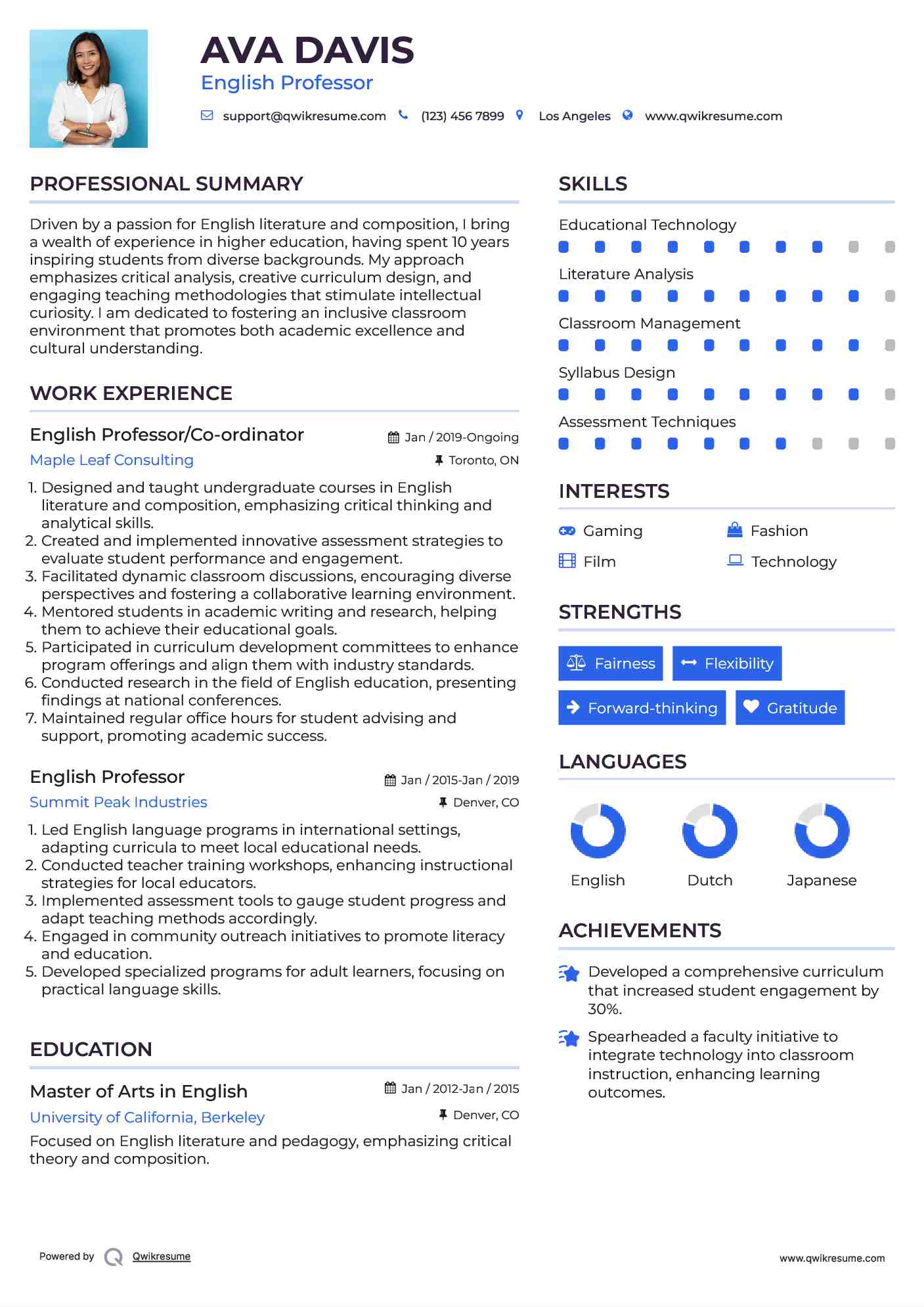 English Professor Resume Samples QwikResume English Professor Resume Samples QwikResume